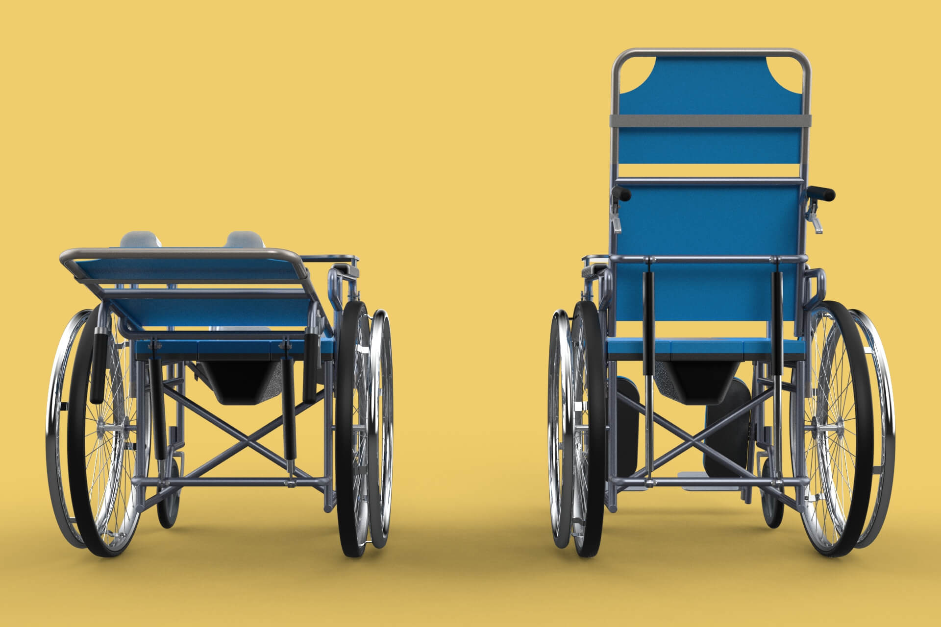 Multifunction Wheelchair Commode Closet Toilet Recline Fold - 3D Model ...