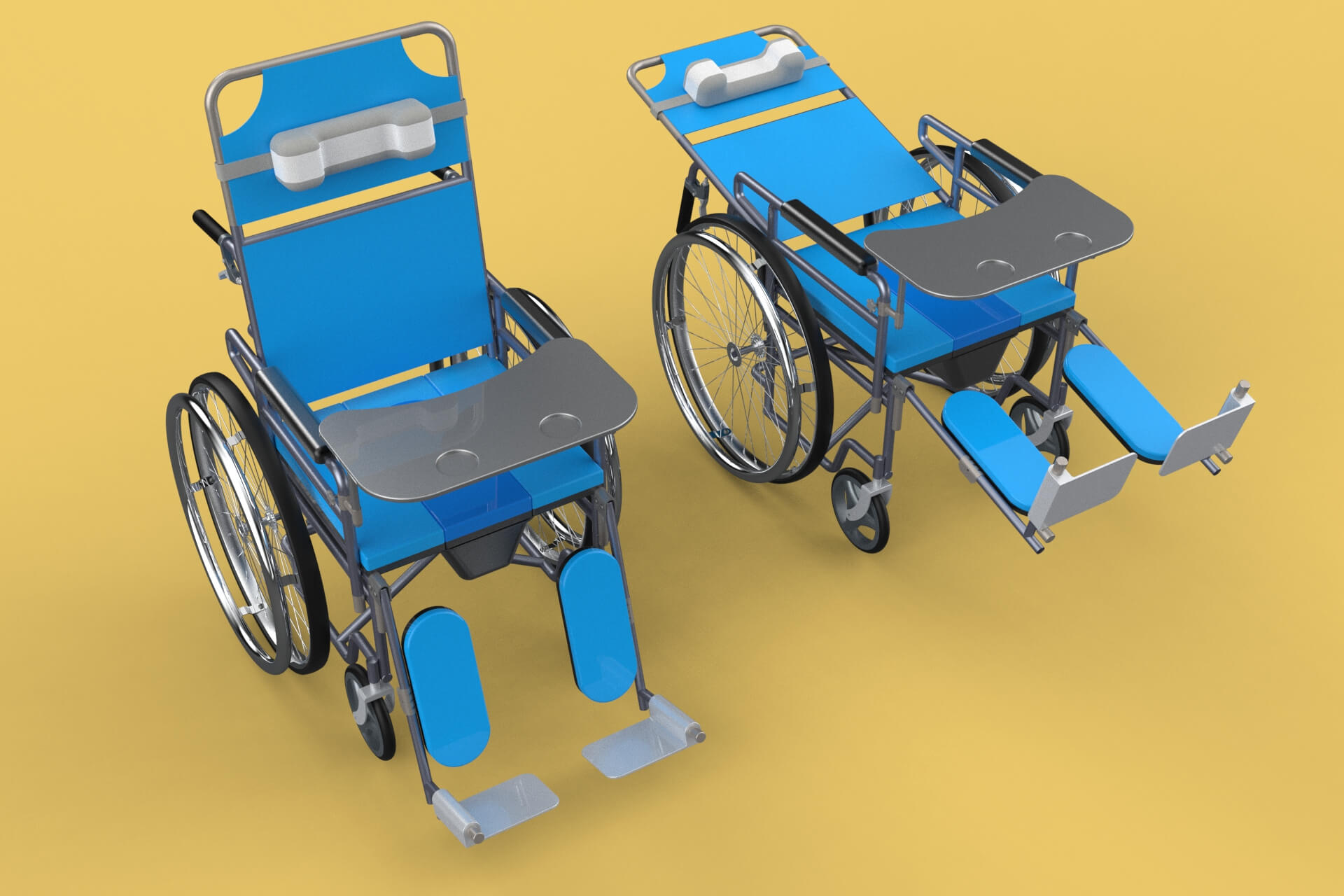 Multifunction Wheelchair Commode Closet Toilet Recline Fold - 3D Model ...