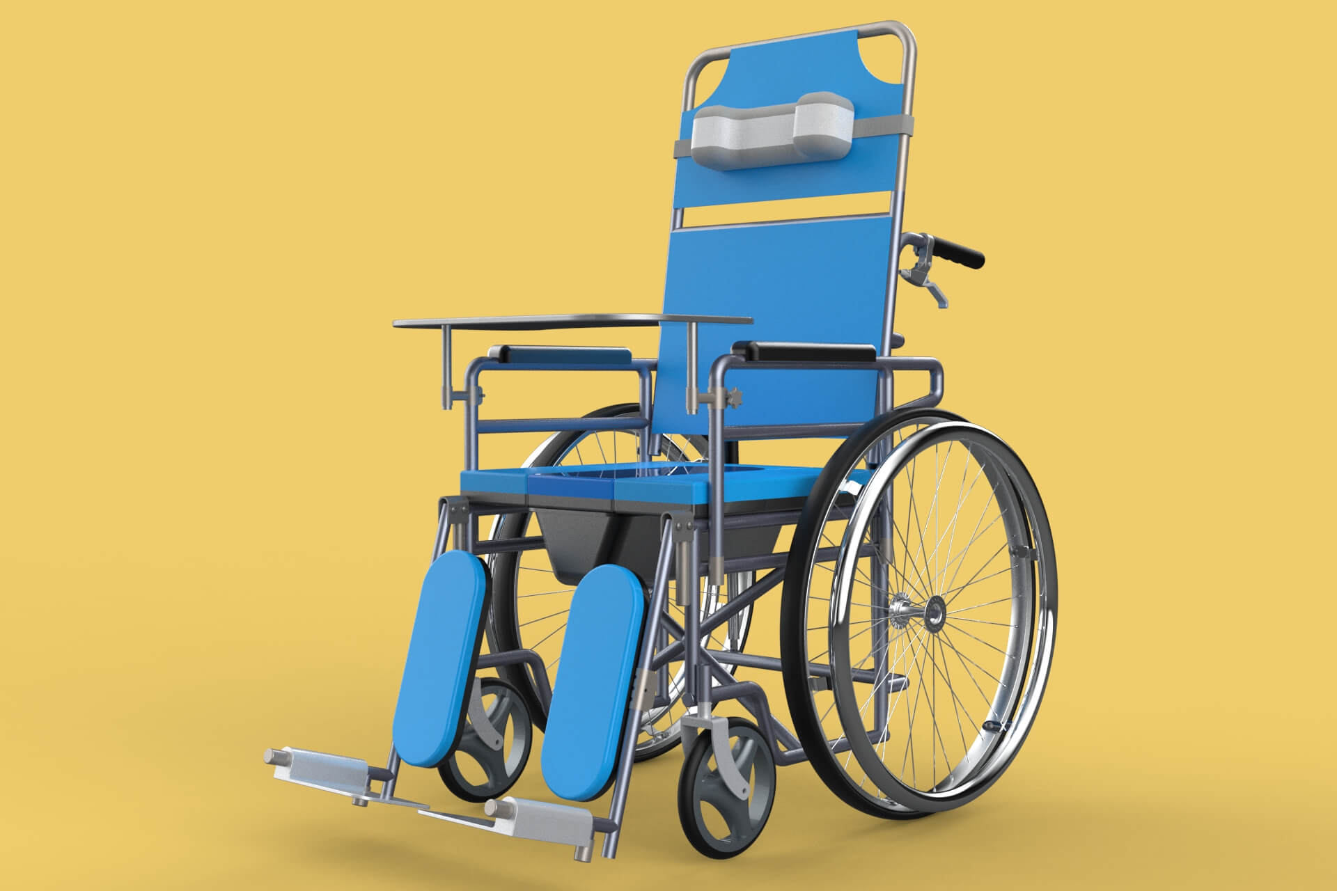 Multifunction Wheelchair Commode Closet Toilet Recline Fold - 3D Model ...