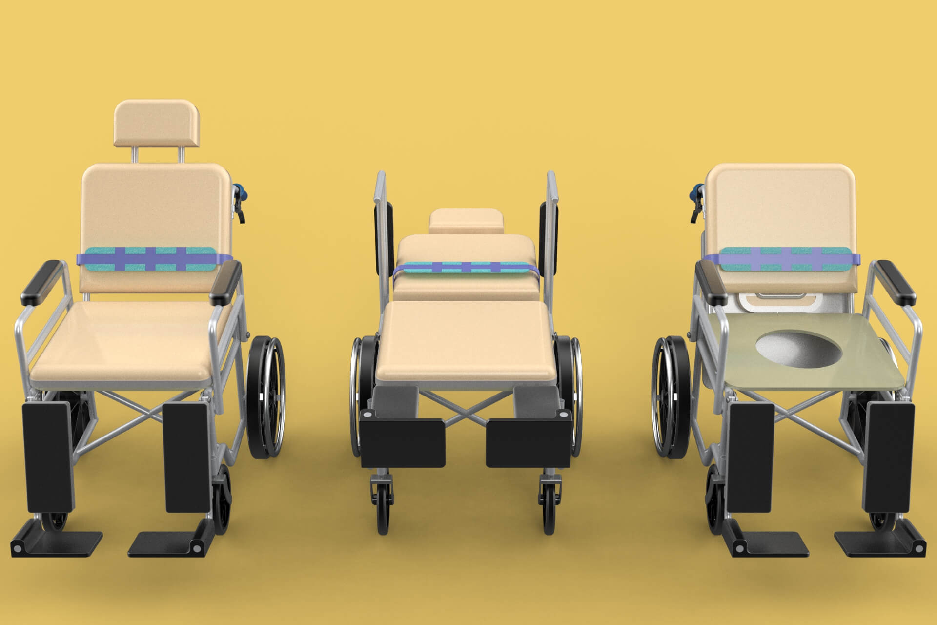 Multipurpose Wheelchair Commode Closet Toilet Recline Fold - 3D Model ...