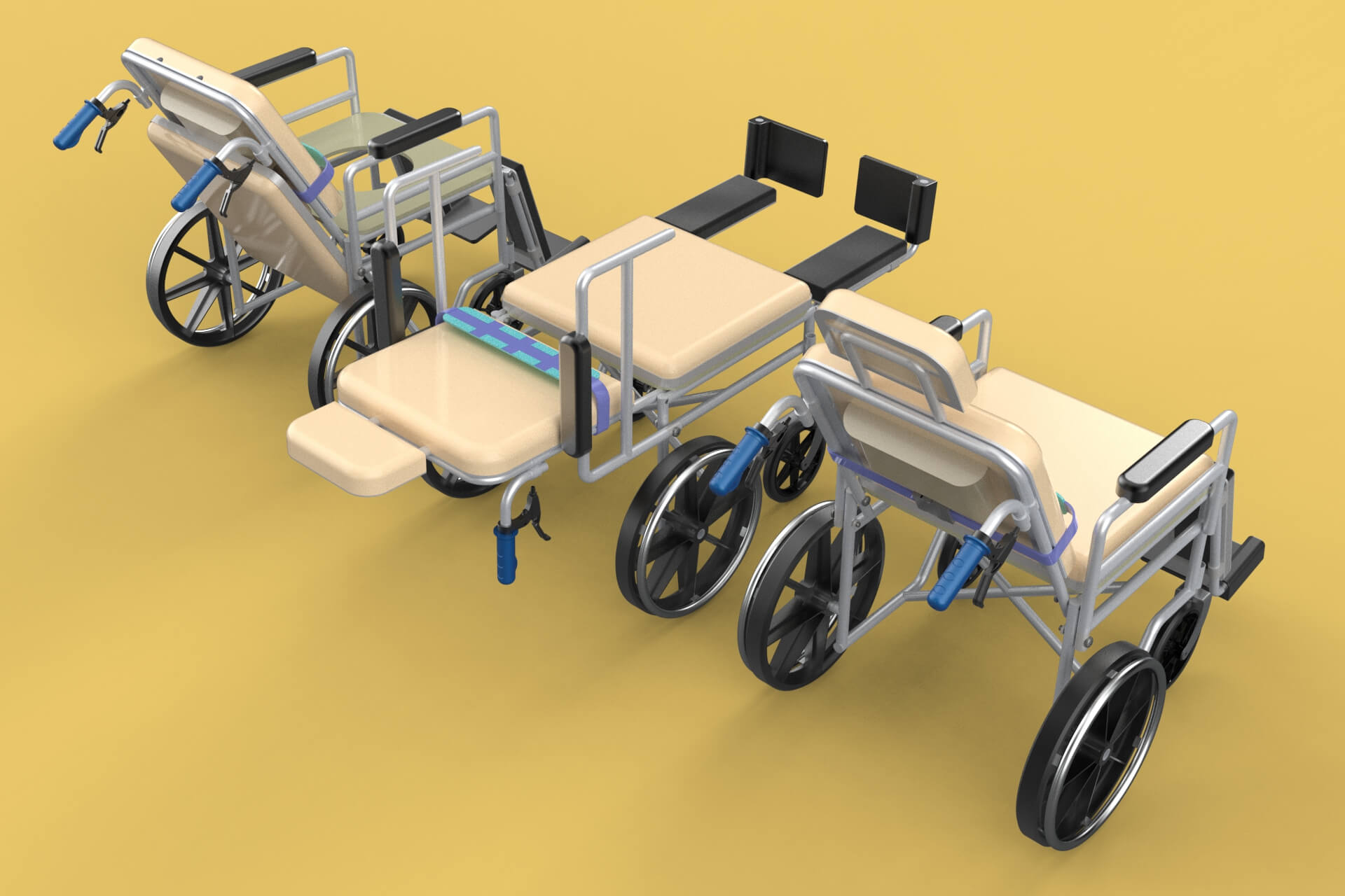 Multipurpose Wheelchair Commode Closet Toilet Recline Fold - 3D Model ...