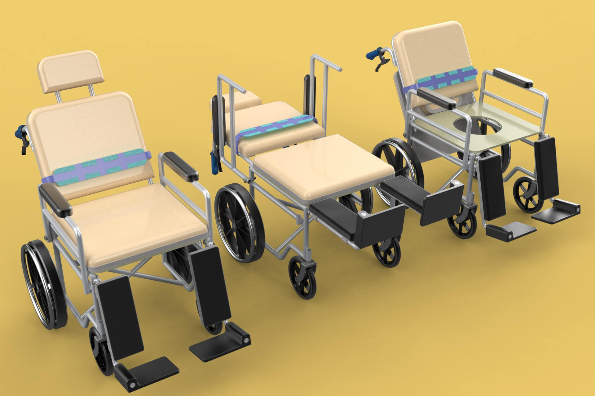 Multipurpose Wheelchair Commode Closet Toilet Recline Fold - 3D Model ...