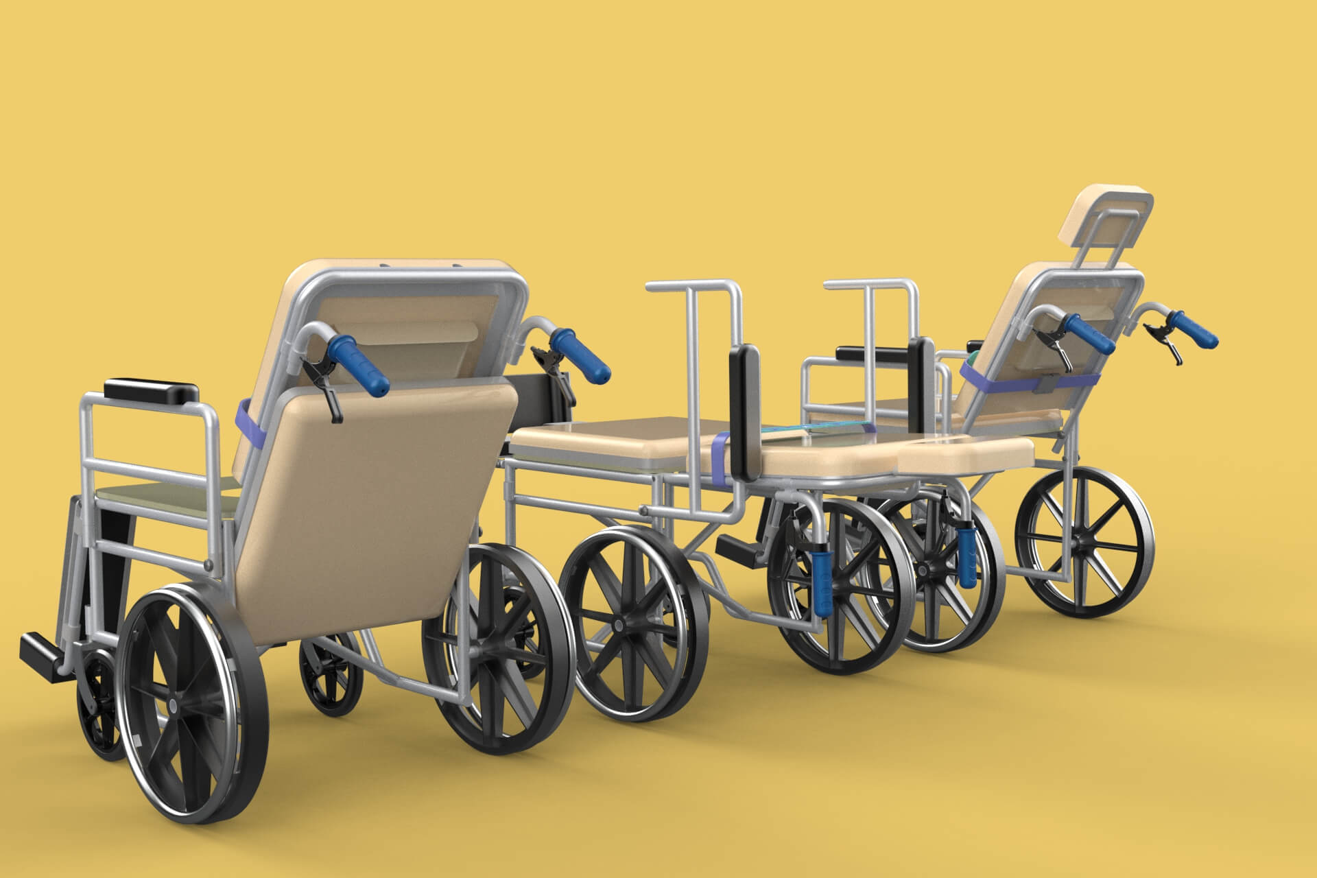 Multipurpose Wheelchair Commode Closet Toilet Recline Fold - 3D Model ...