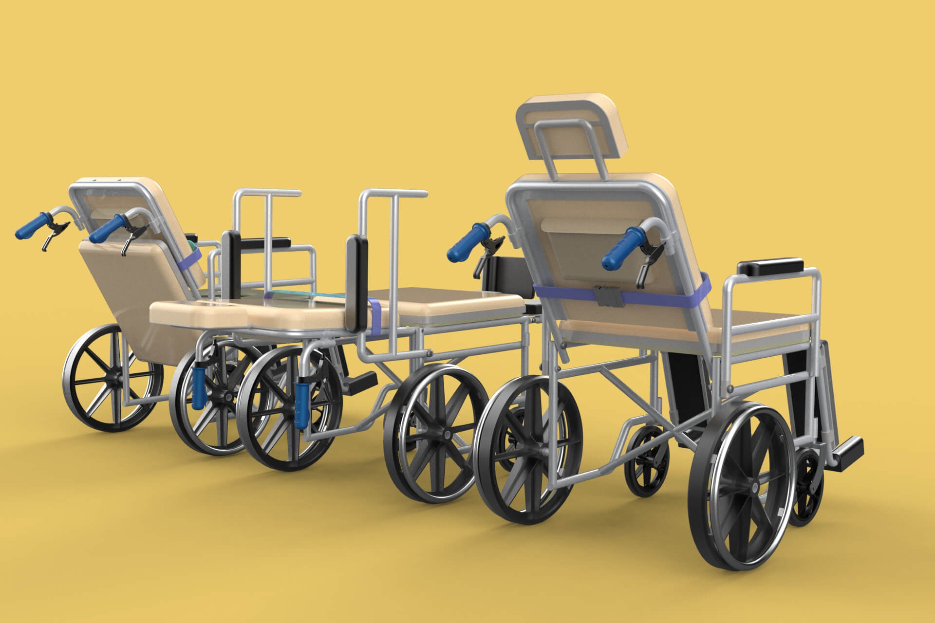 Multipurpose Wheelchair Commode Closet Toilet Recline Fold - 3D Model ...