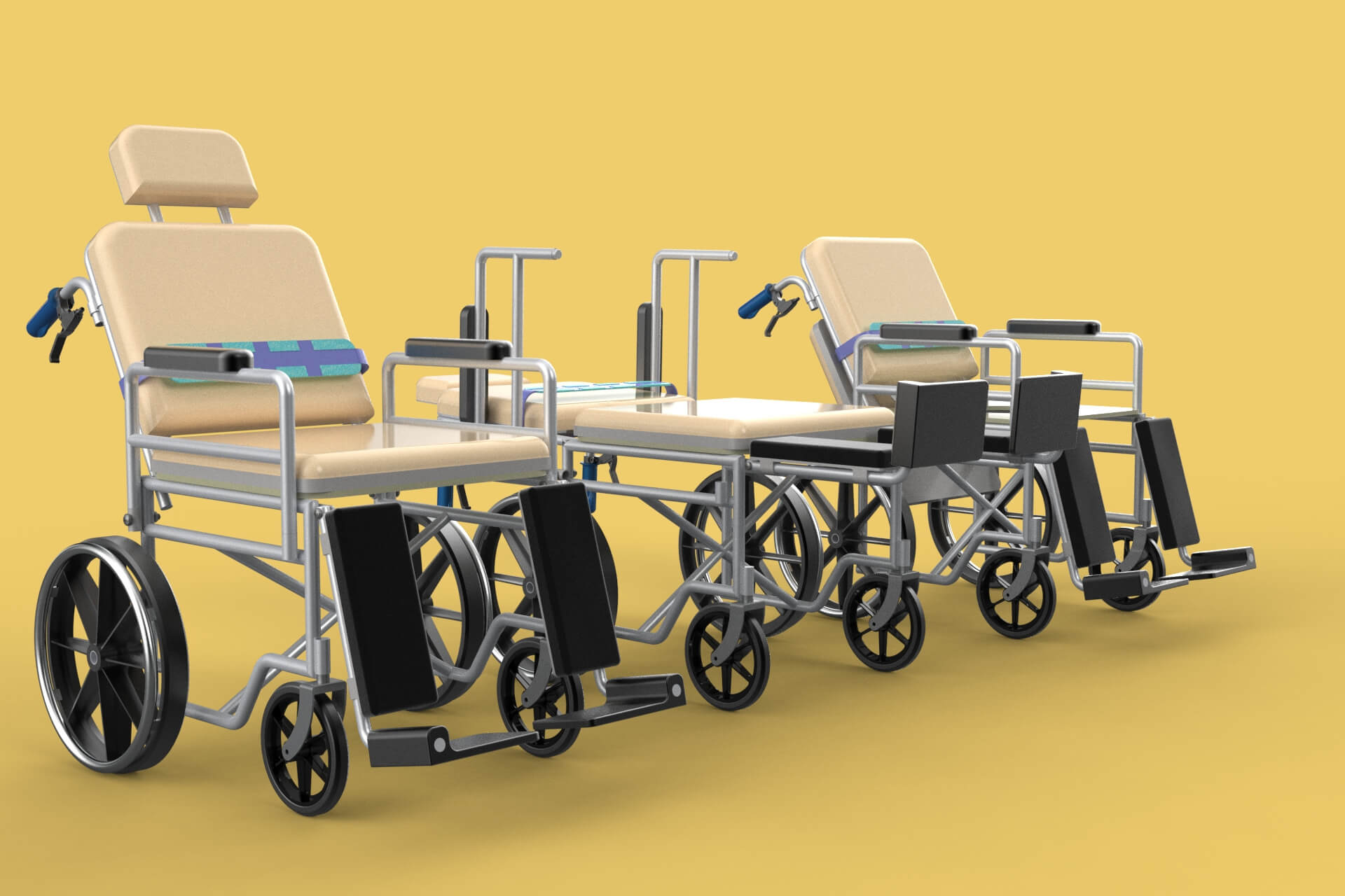 Multipurpose Wheelchair Commode Closet Toilet Recline Fold - 3D Model ...