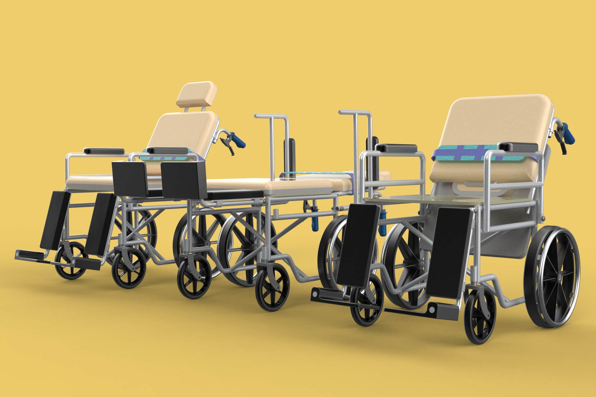 Multipurpose Wheelchair Commode Closet Toilet Recline Fold - 3D Model ...