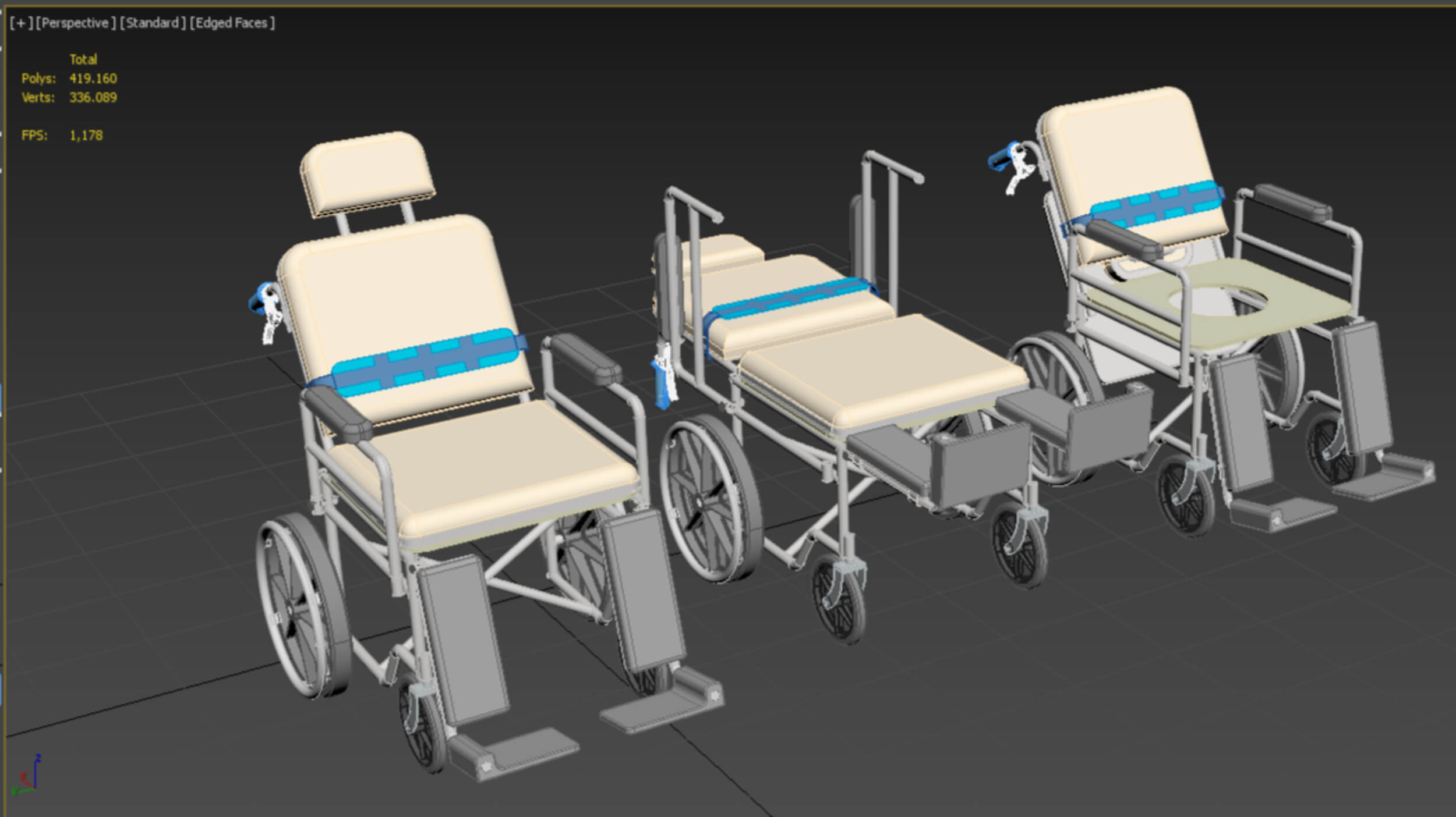 Multipurpose Wheelchair Commode Closet Toilet Recline Fold - 3D Model ...