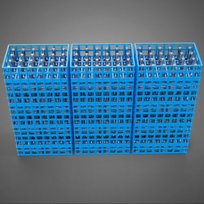 Packed Blue Plastic Bottle Crates Stacked Vertical Rack Tray - 3D Model ...