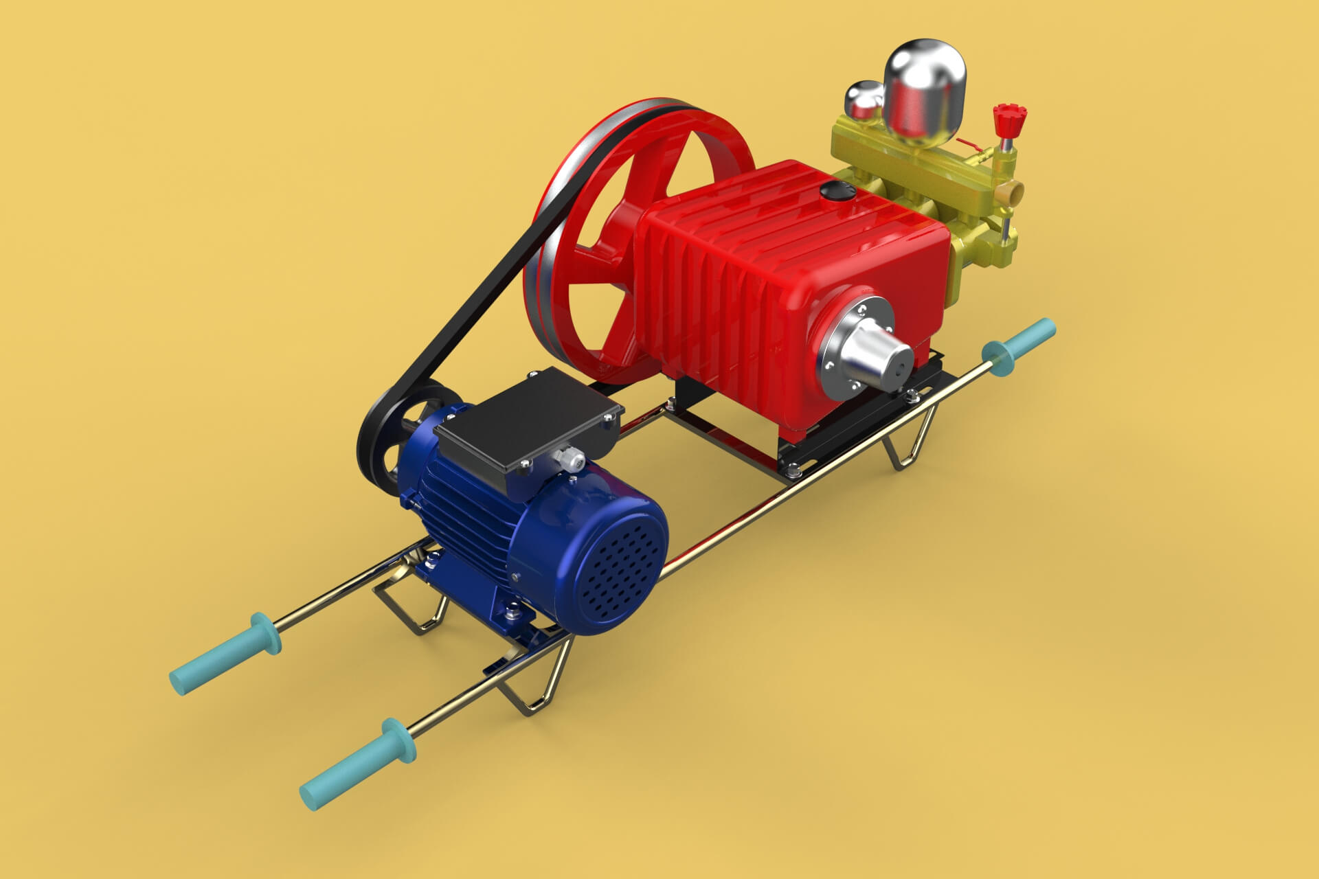 Plunger Pump Electric Motor Sprayer Pressure Water Jet Wash - 3D Model ...