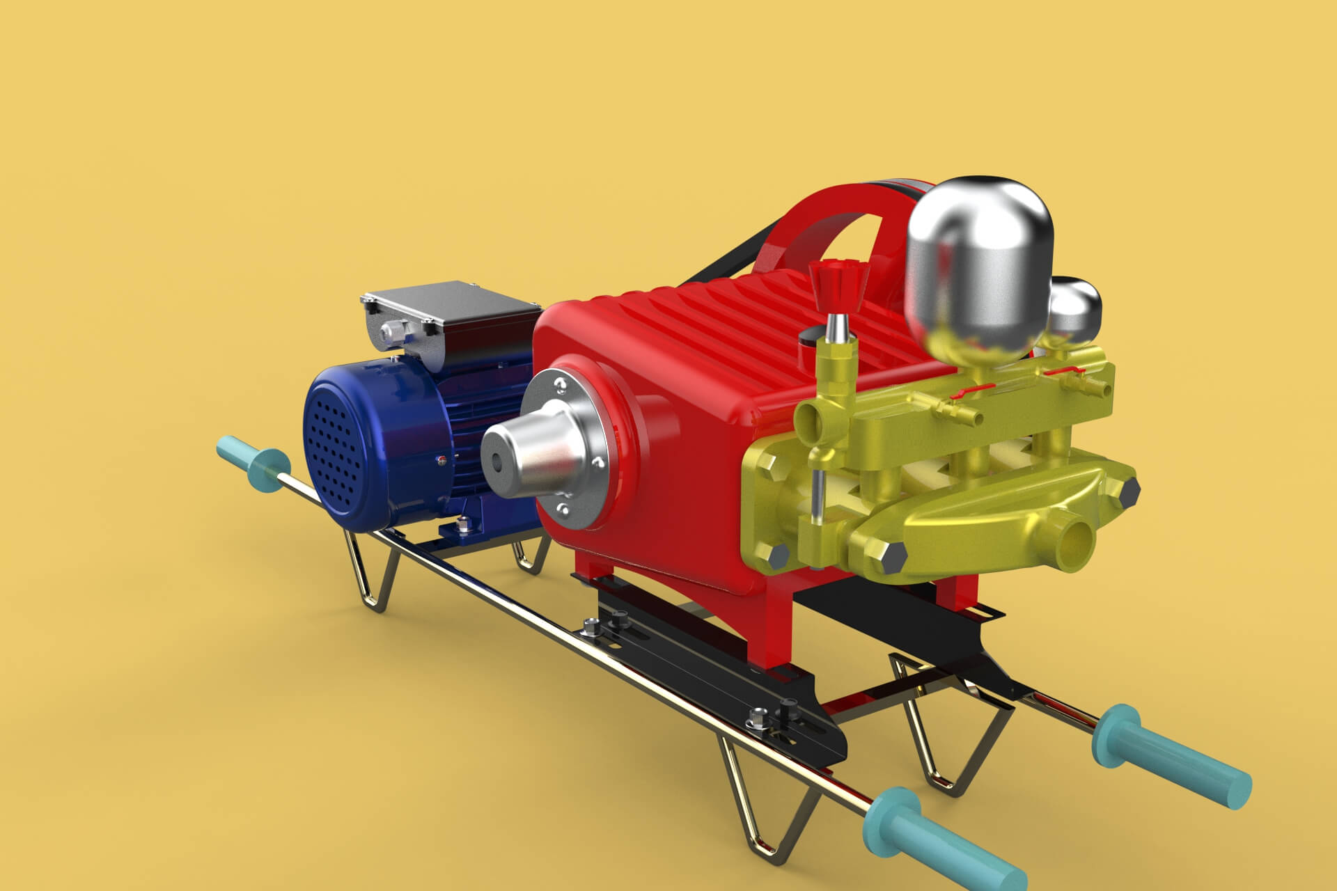 Plunger Pump Electric Motor Sprayer Pressure Water Jet Wash - 3D Model ...