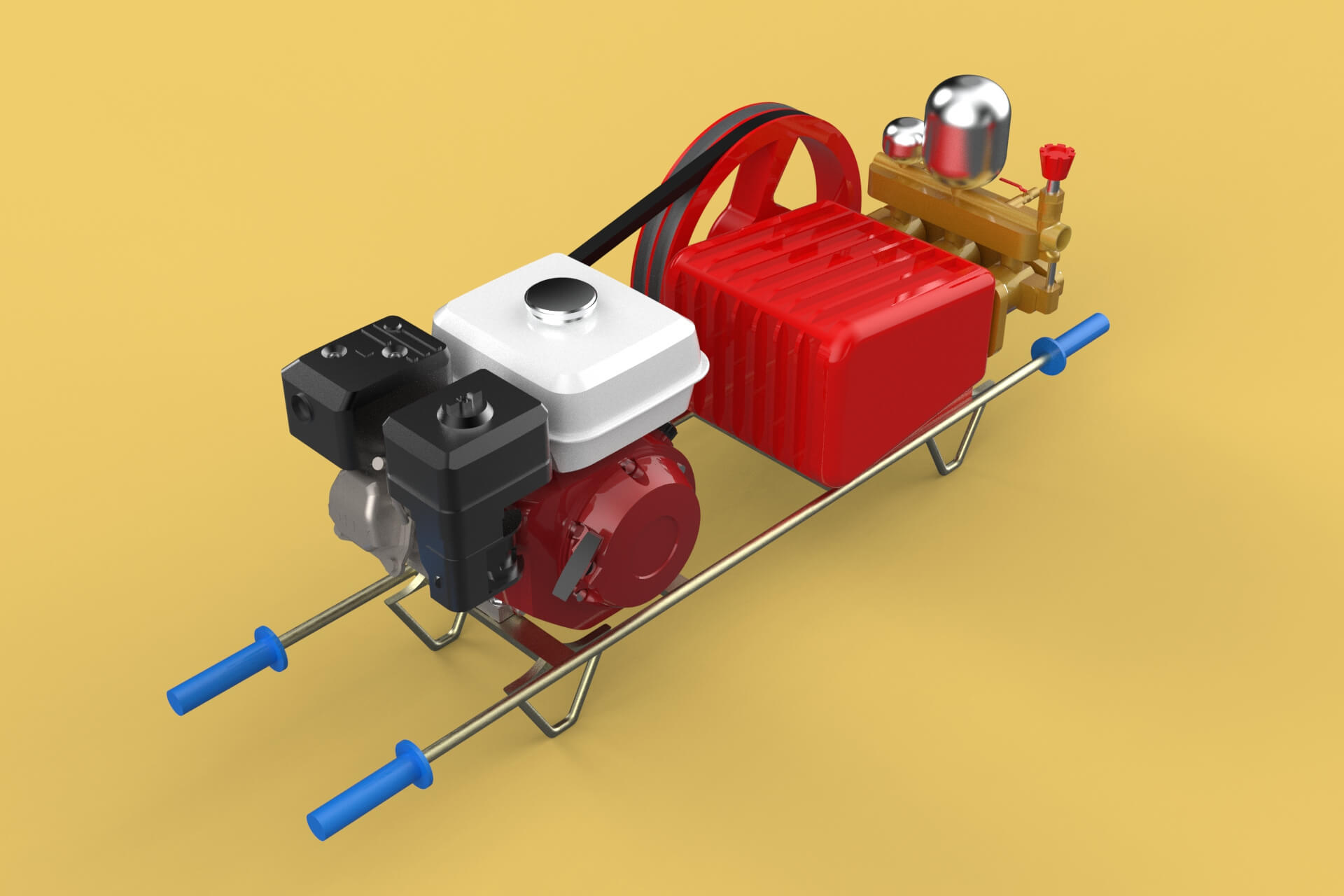 Plunger Pump Gasoline Engine Sprayer Pressure Water Jet Wash - 3D Model ...