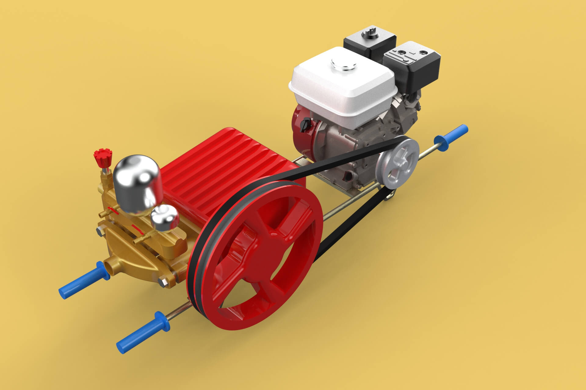 Plunger Pump Gasoline Engine Sprayer Pressure Water Jet Wash - 3D Model ...