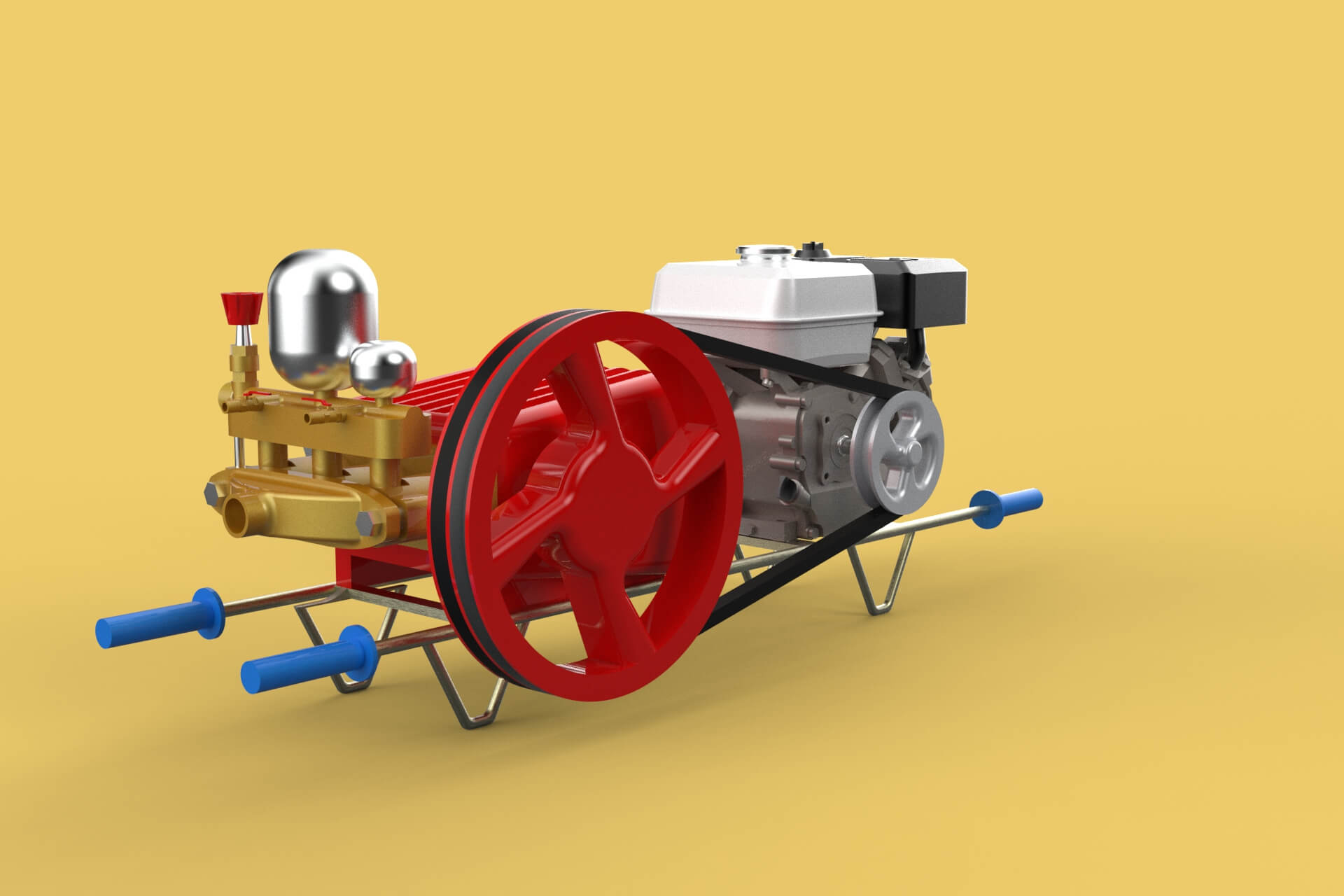 Plunger Pump Gasoline Engine Sprayer Pressure Water Jet Wash - 3D Model ...