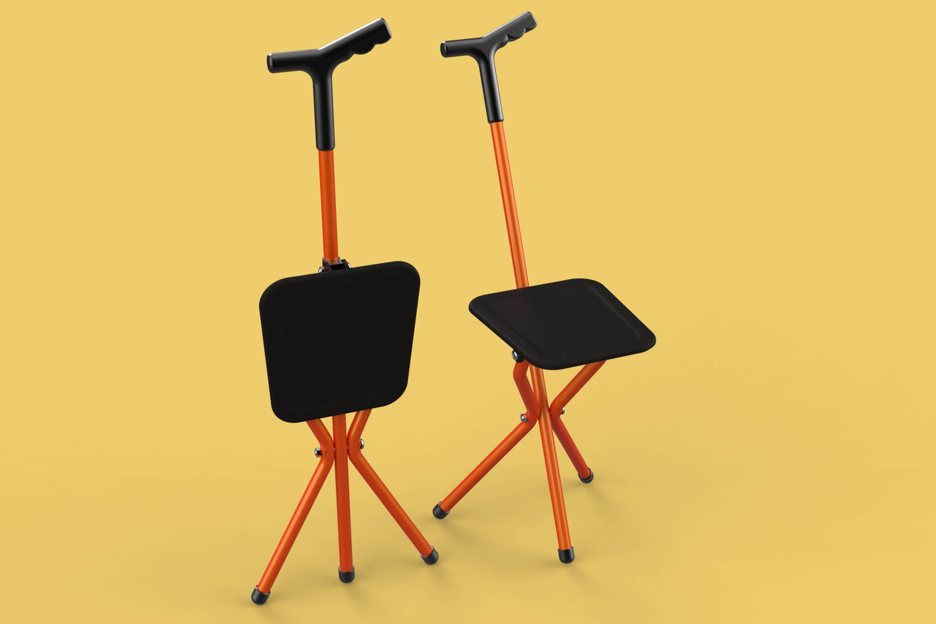 Pole Stick Cane Chair Walking Seat Stool Crutch Folding Flip - 3D Model ...