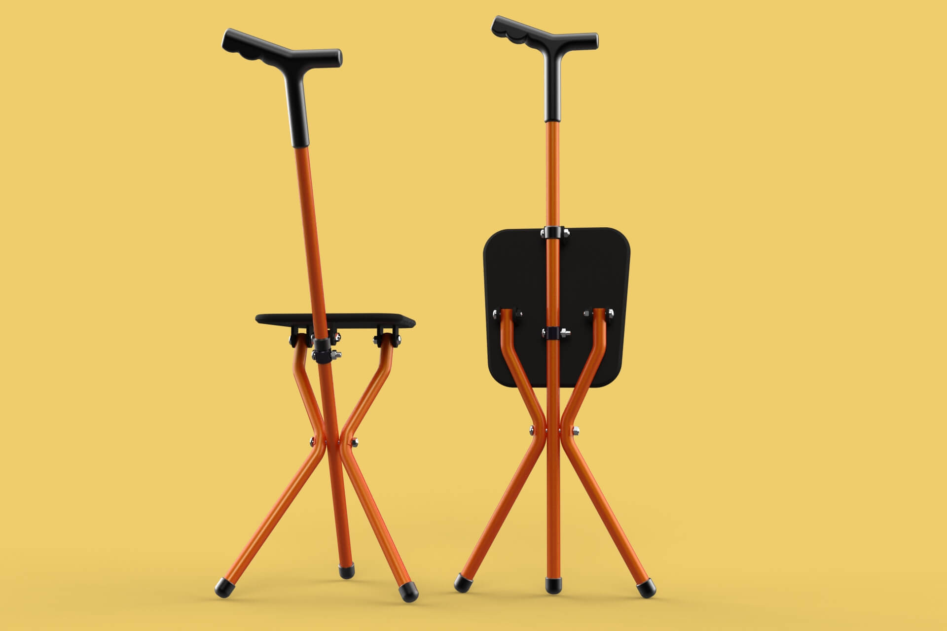 Pole Stick Cane Chair Walking Seat Stool Crutch Folding Flip - 3D Model ...