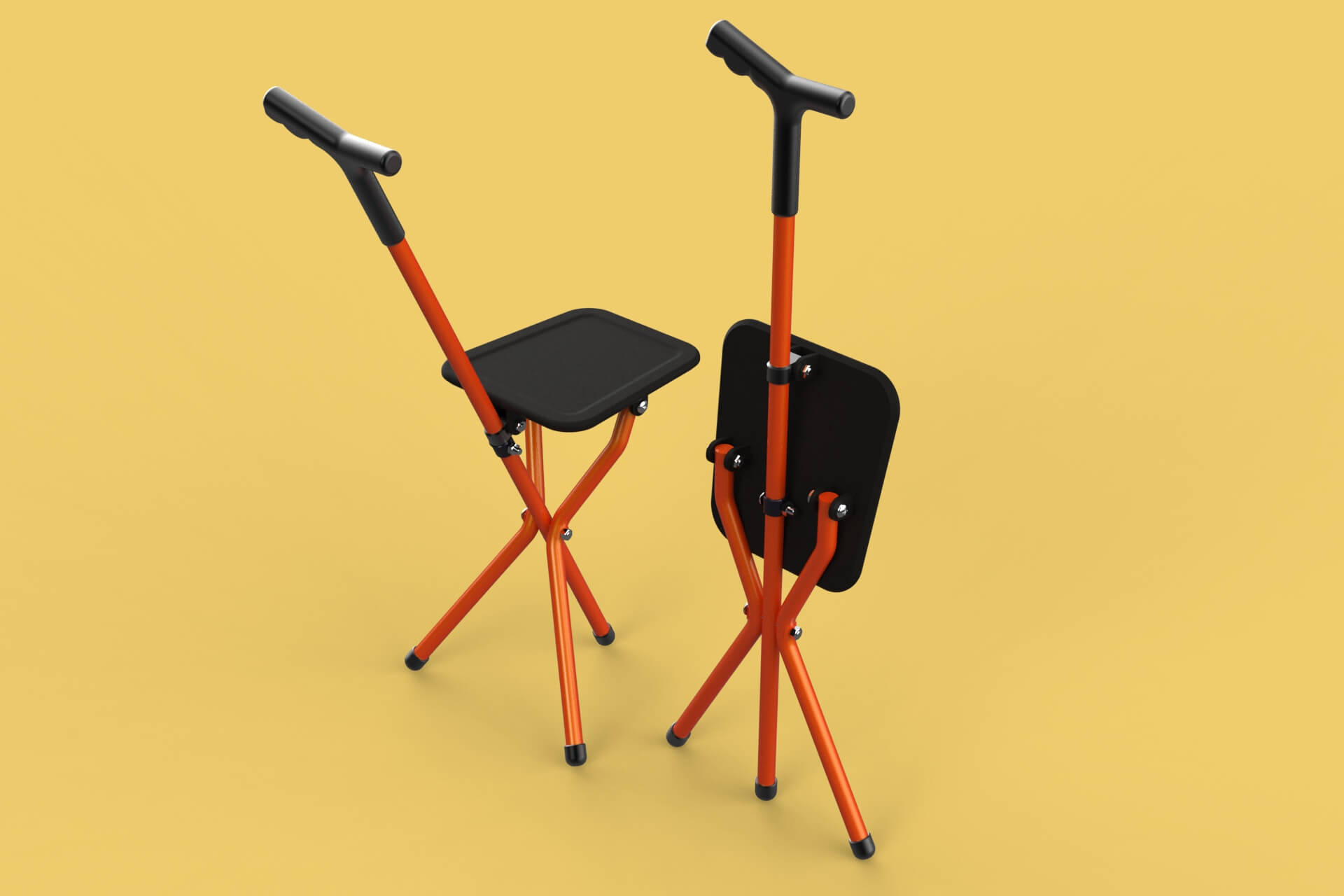 Pole Stick Cane Chair Walking Seat Stool Crutch Folding Flip - 3D Model ...