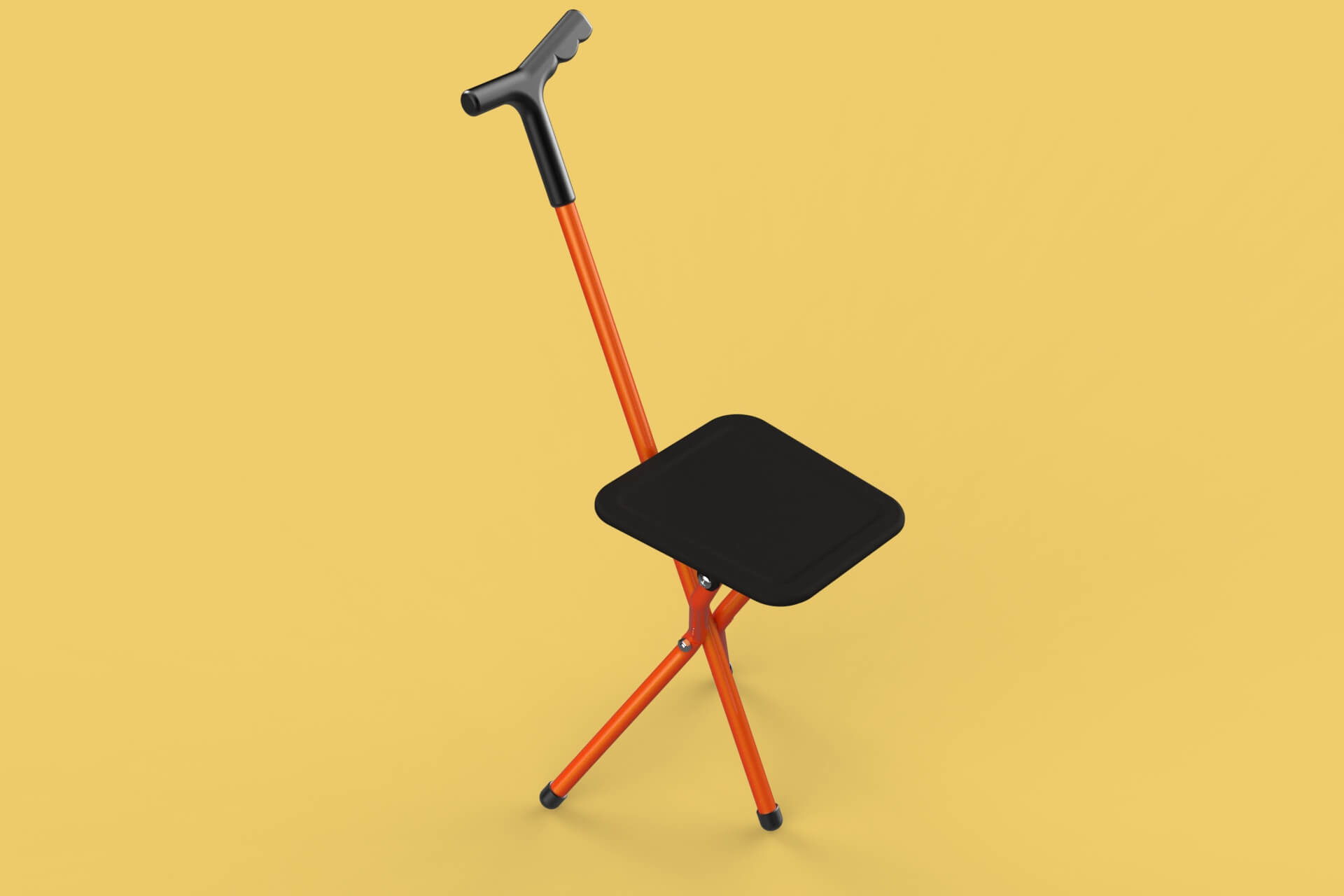Pole Stick Cane Chair Walking Seat Stool Crutch Folding Flip - 3D Model ...