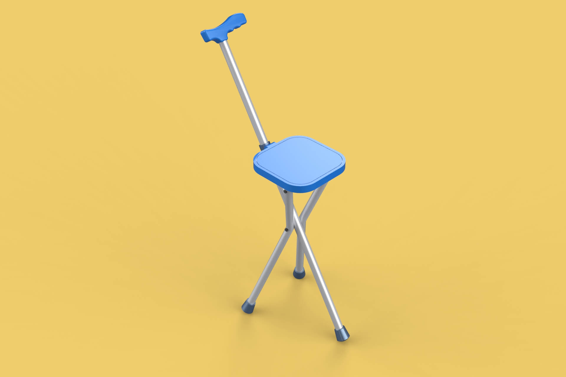 Portable Cane Stick Chair Walker Seat Stool Pole Crutch Fold - 3D Model ...