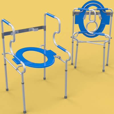 Portable Toilet Seat Fold Commode Chair Walker Raised Stand - 3D Model ...