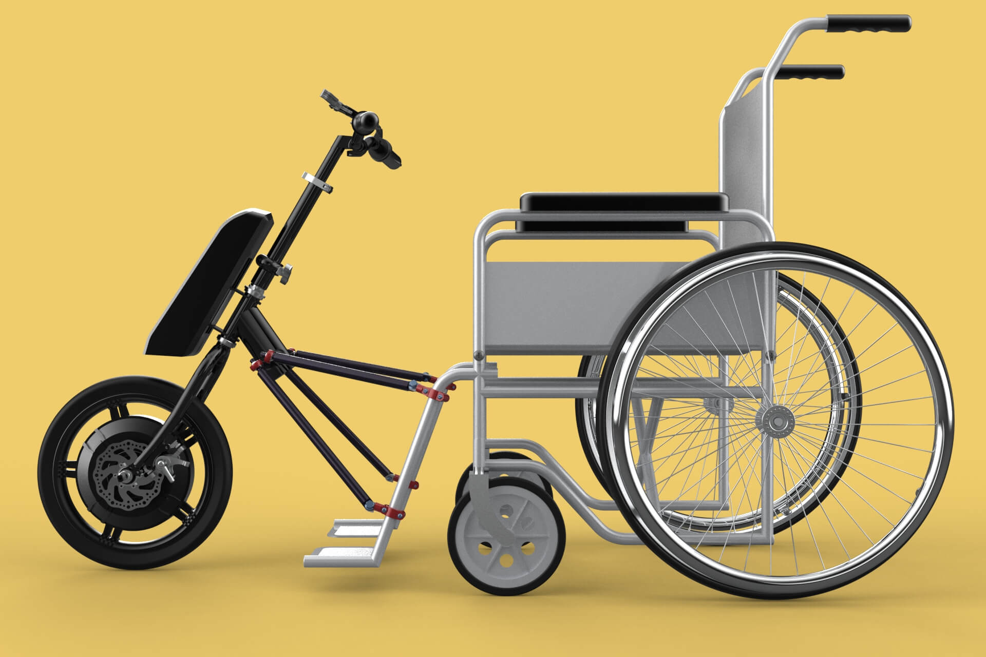 Power Assist Electric Motor Attachment Handcycle Wheelchair - 3D Model ...