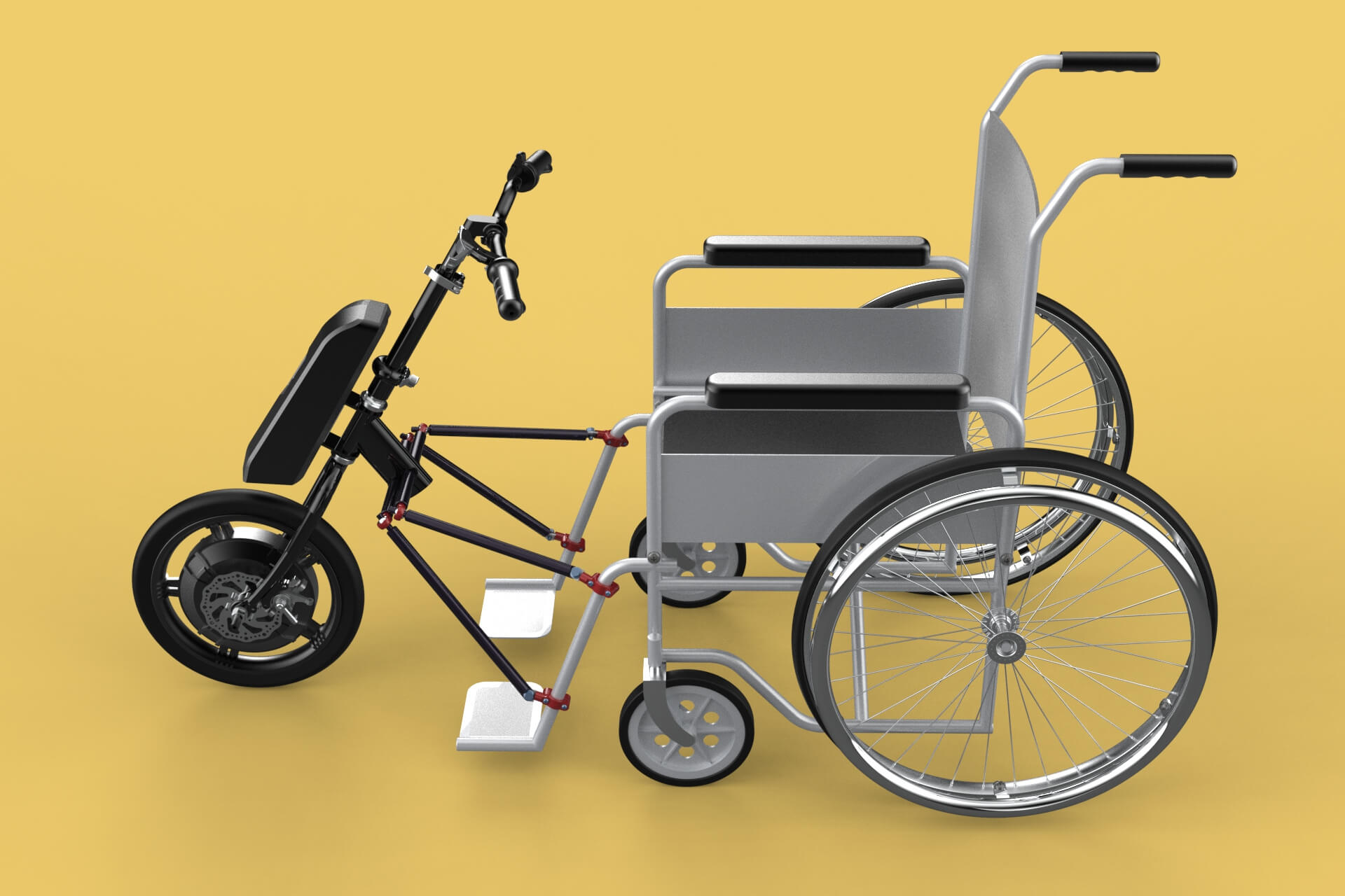 Power Assist Electric Motor Attachment Handcycle Wheelchair - 3D Model ...