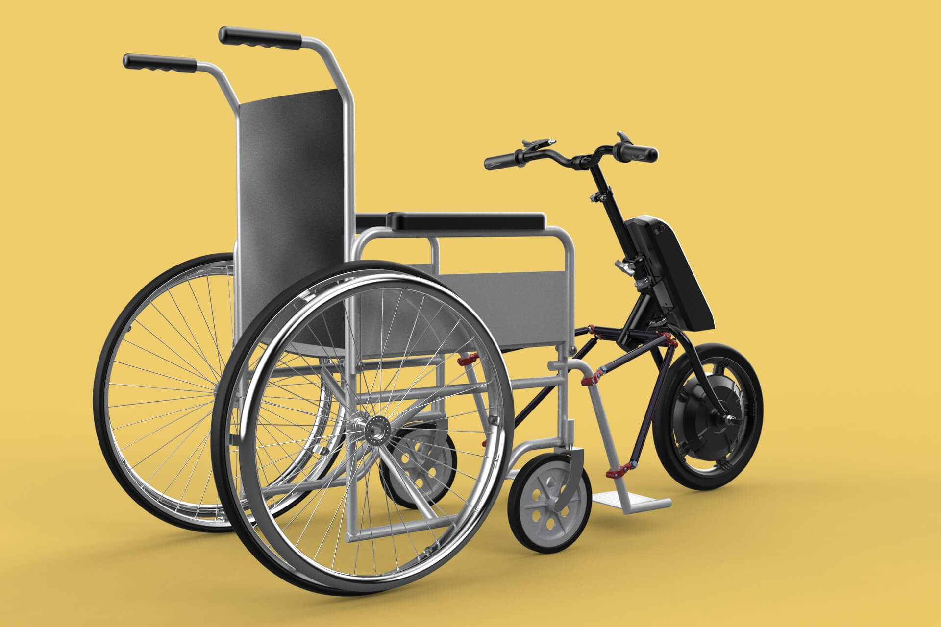 Power Assist Electric Motor Attachment Handcycle Wheelchair - 3D Model ...