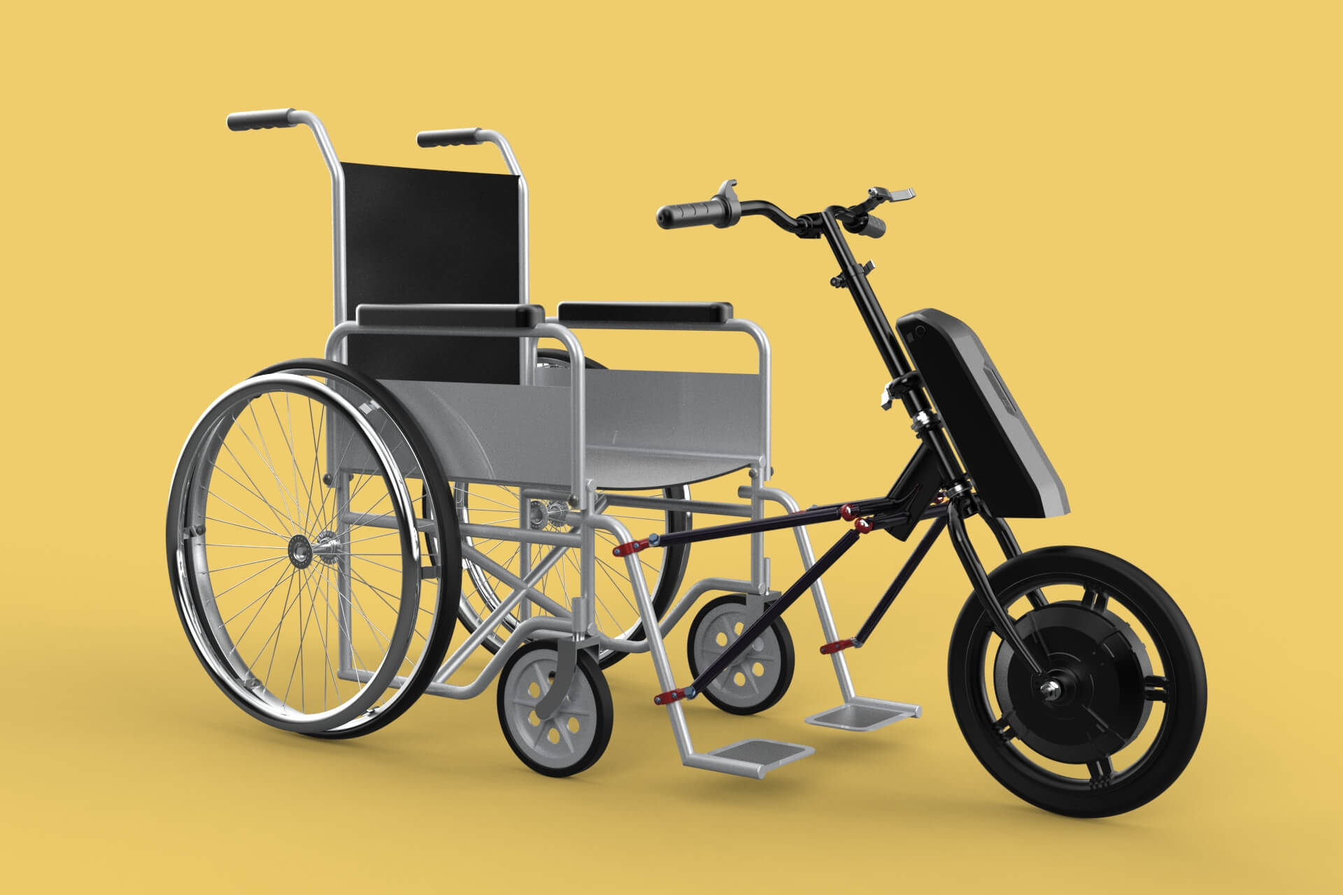 Power Assist Electric Motor Attachment Handcycle Wheelchair - 3D Model ...