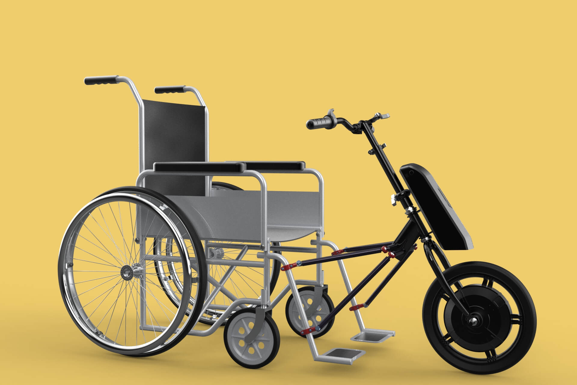 Power Assist Electric Motor Attachment Handcycle Wheelchair - 3D Model ...