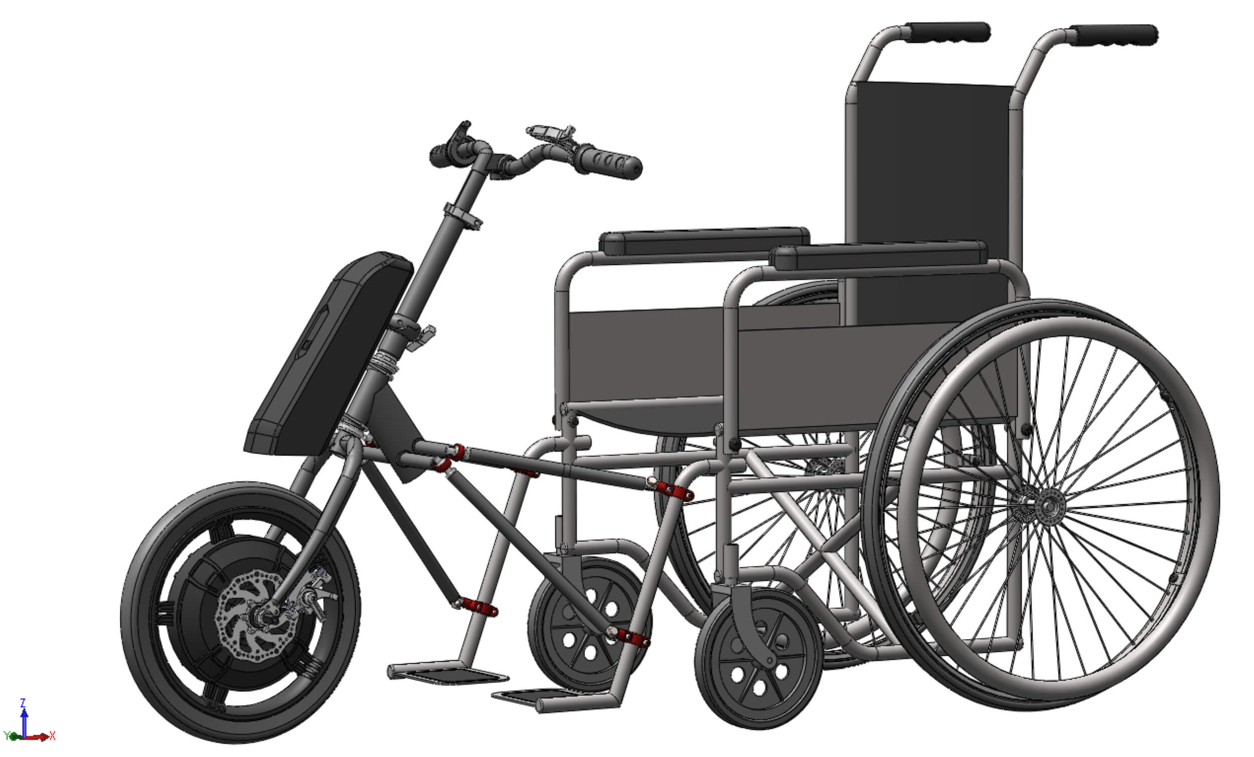 Power Assist Electric Motor Attachment Handcycle Wheelchair - 3D Model ...