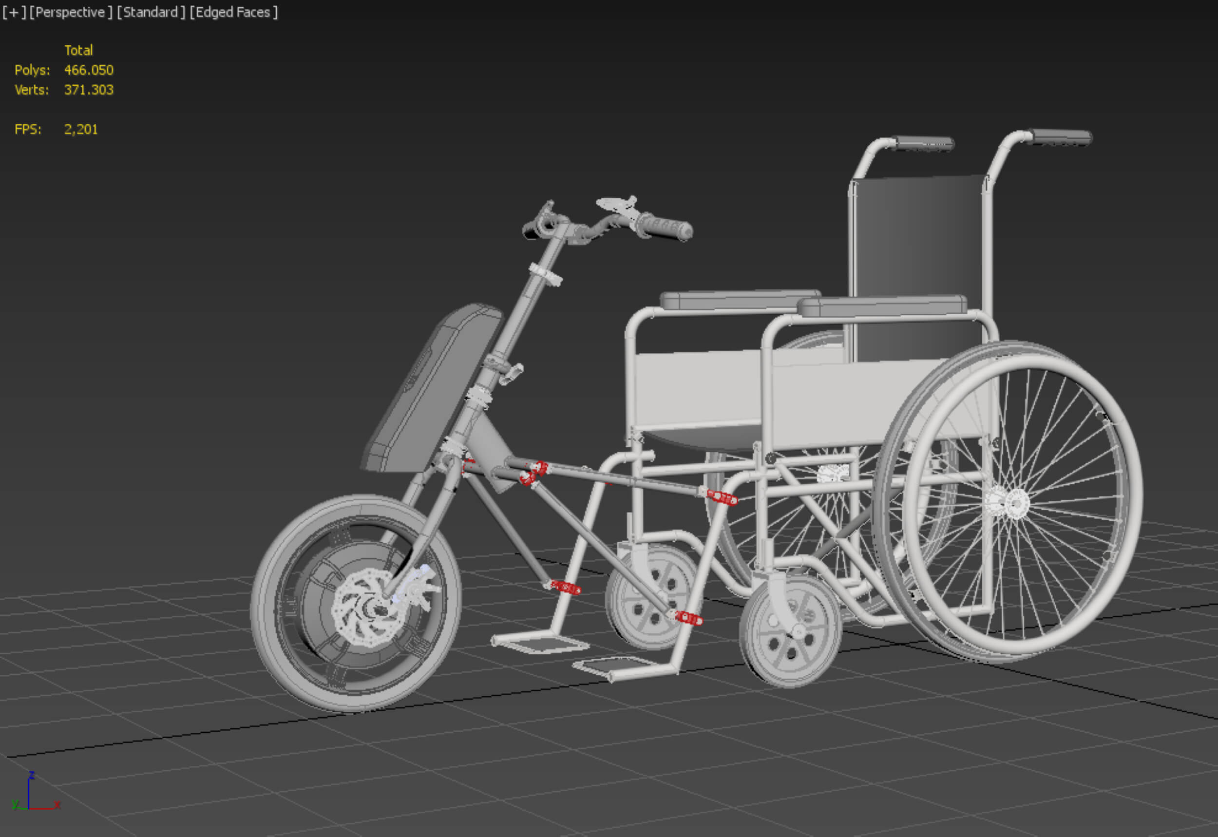 Power Assist Electric Motor Attachment Handcycle Wheelchair - 3D Model ...