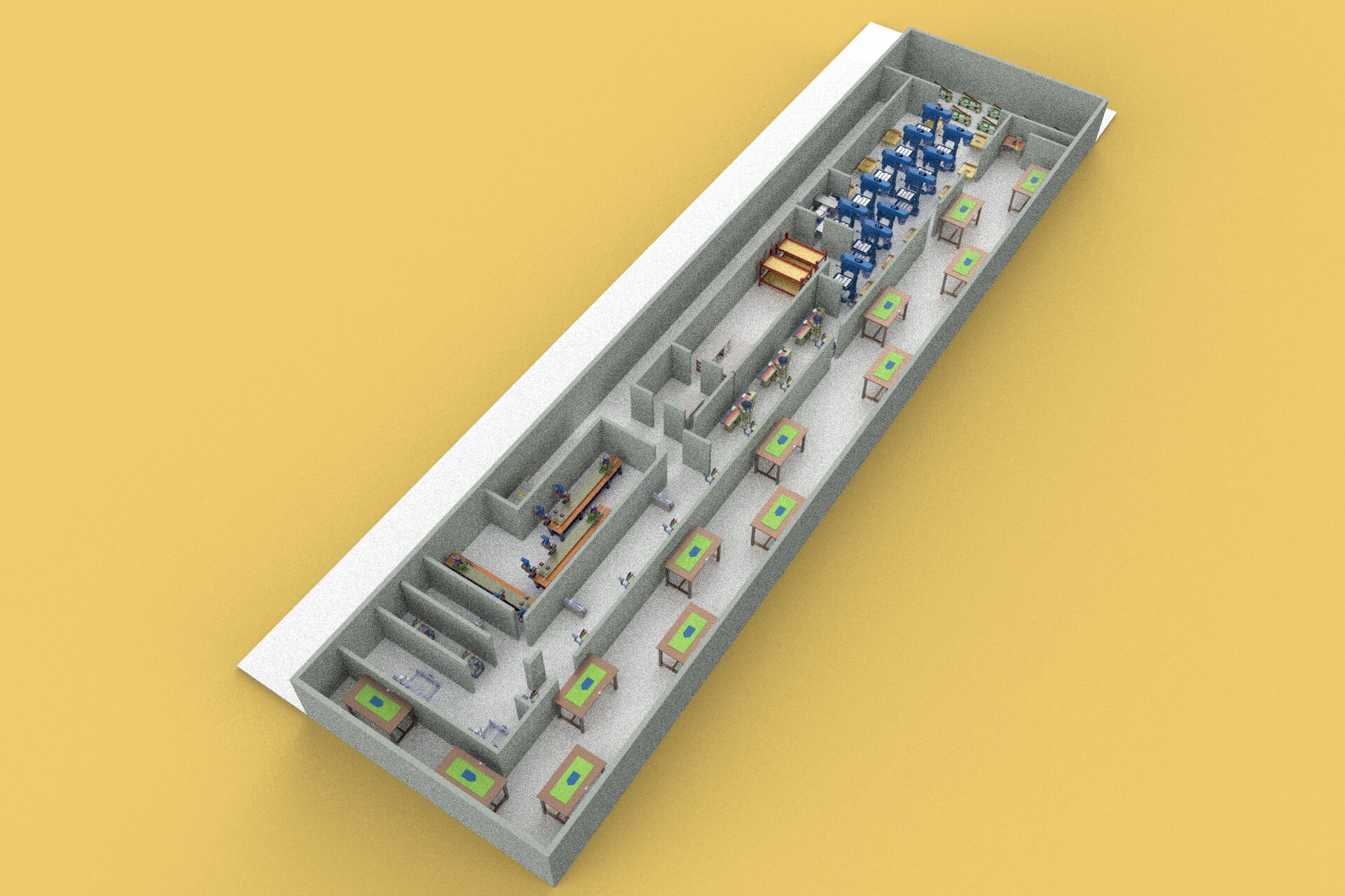 Production Line Layout Workshop Factory Floor Plan - 3D Model by surf3d