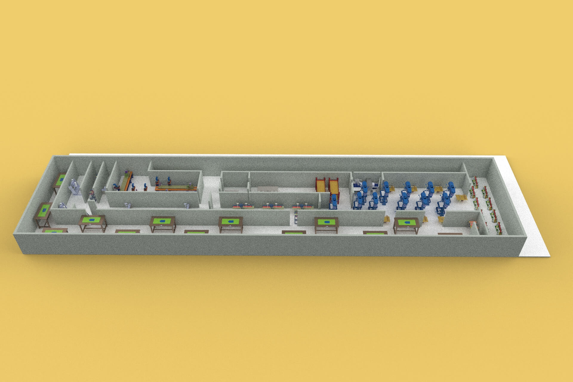 Production Line Layout Workshop Factory Floor Plan - 3D Model by surf3d