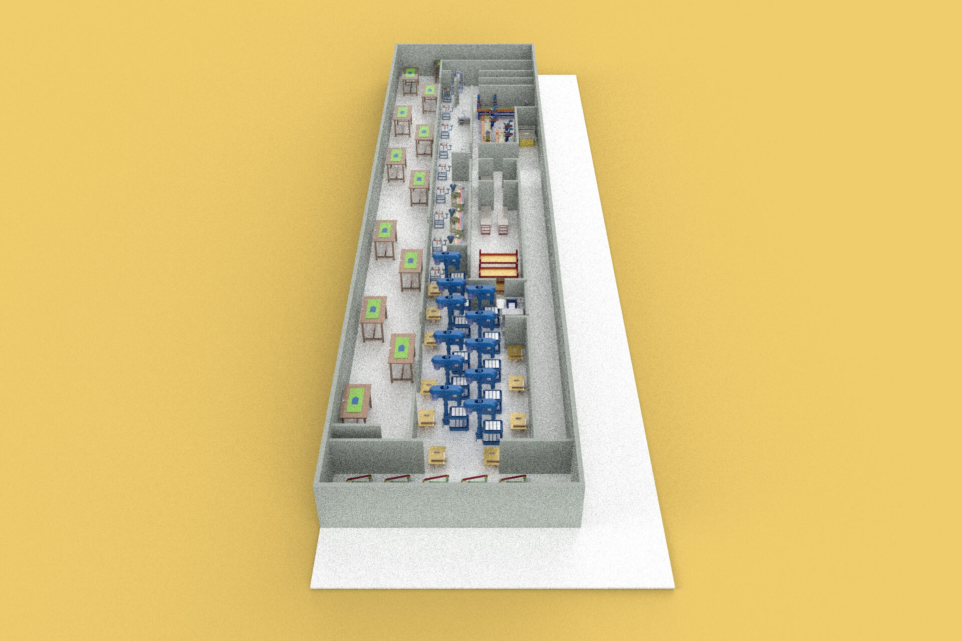 Production Line Layout Workshop Factory Floor Plan - 3D Model by surf3d