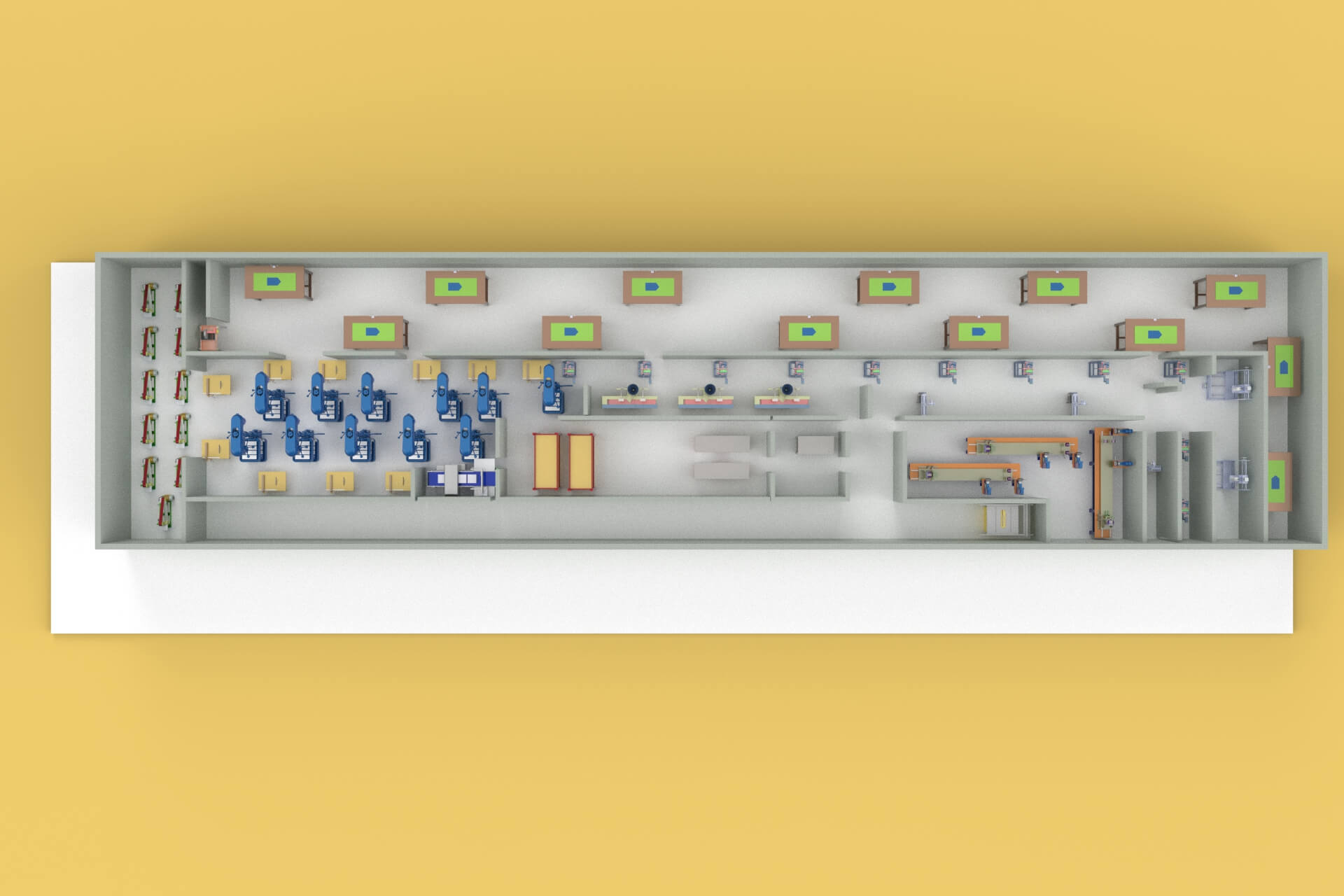 Production Line Layout Workshop Factory Floor Plan - 3D Model by surf3d