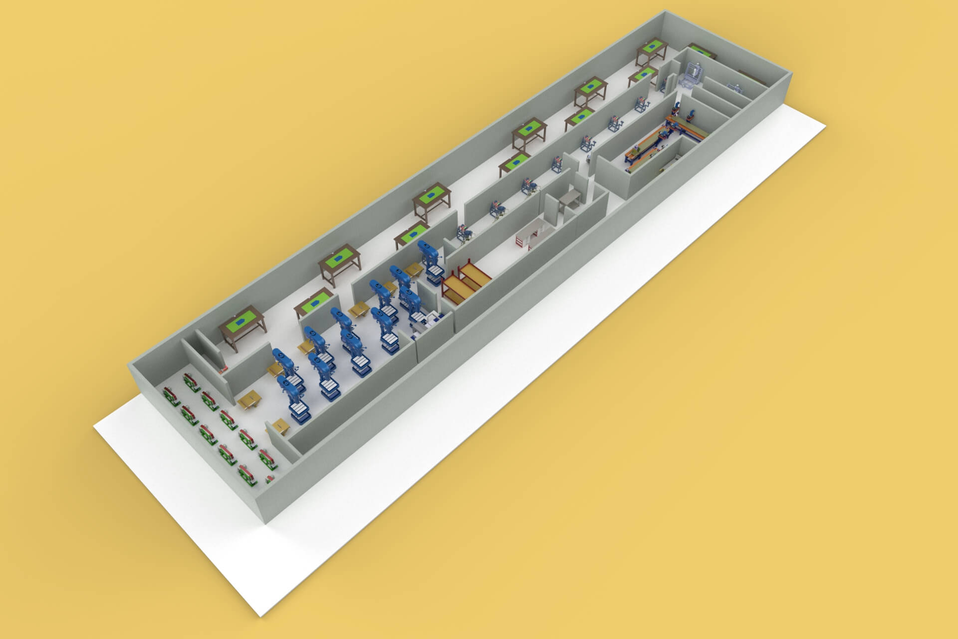 Production Line Layout Workshop Factory Floor Plan - 3D Model by surf3d
