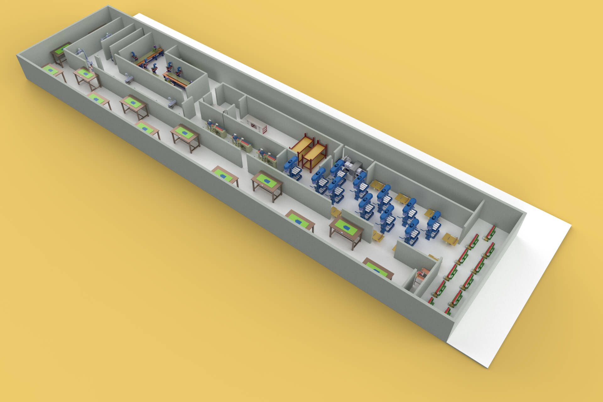 Production Line Layout Workshop Factory Floor Plan - 3D Model by surf3d