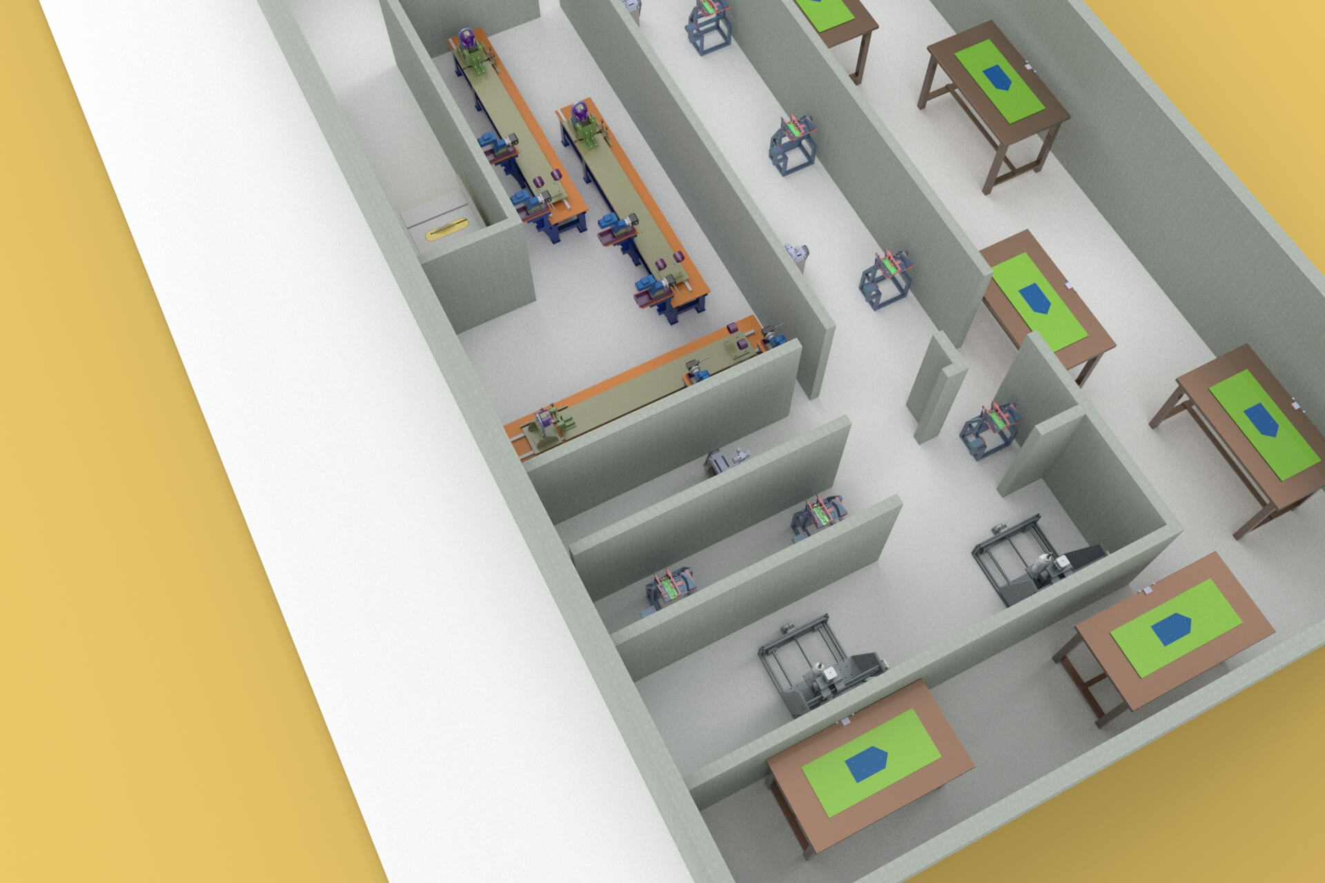 Production Line Layout Workshop Factory Floor Plan - 3D Model by surf3d