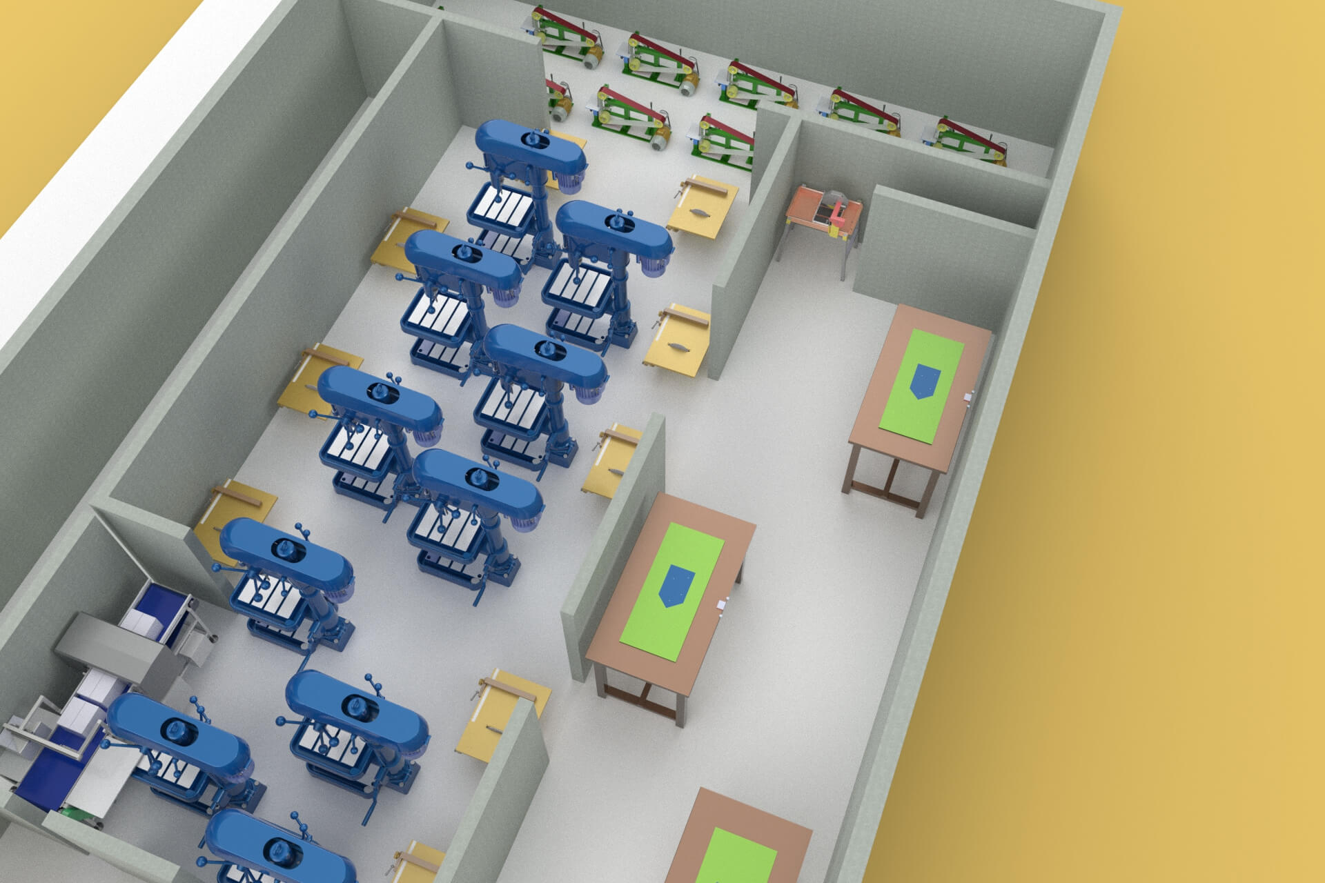 Production Line Layout Workshop Factory Floor Plan - 3D Model by surf3d