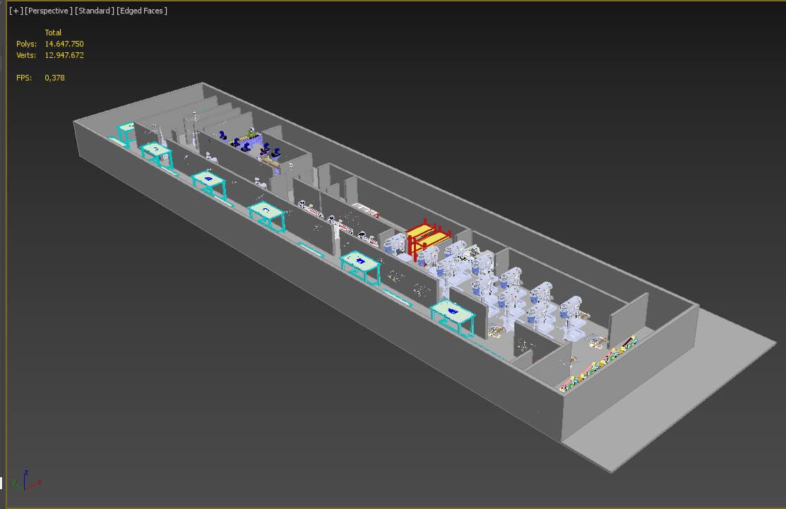 Production Line Layout Workshop Factory Floor Plan - 3D Model by surf3d