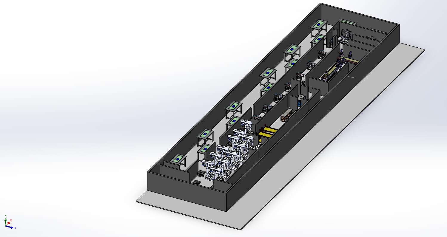 Production Line Layout Workshop Factory Floor Plan - 3D Model by surf3d