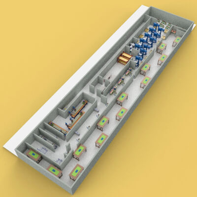 Production Line Layout Workshop Factory Floor Plan - 3D Model by surf3d
