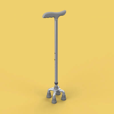 Quad Walking Cane Quadripod Aid Elderly Stick Pole Feet Four - 3D Model ...