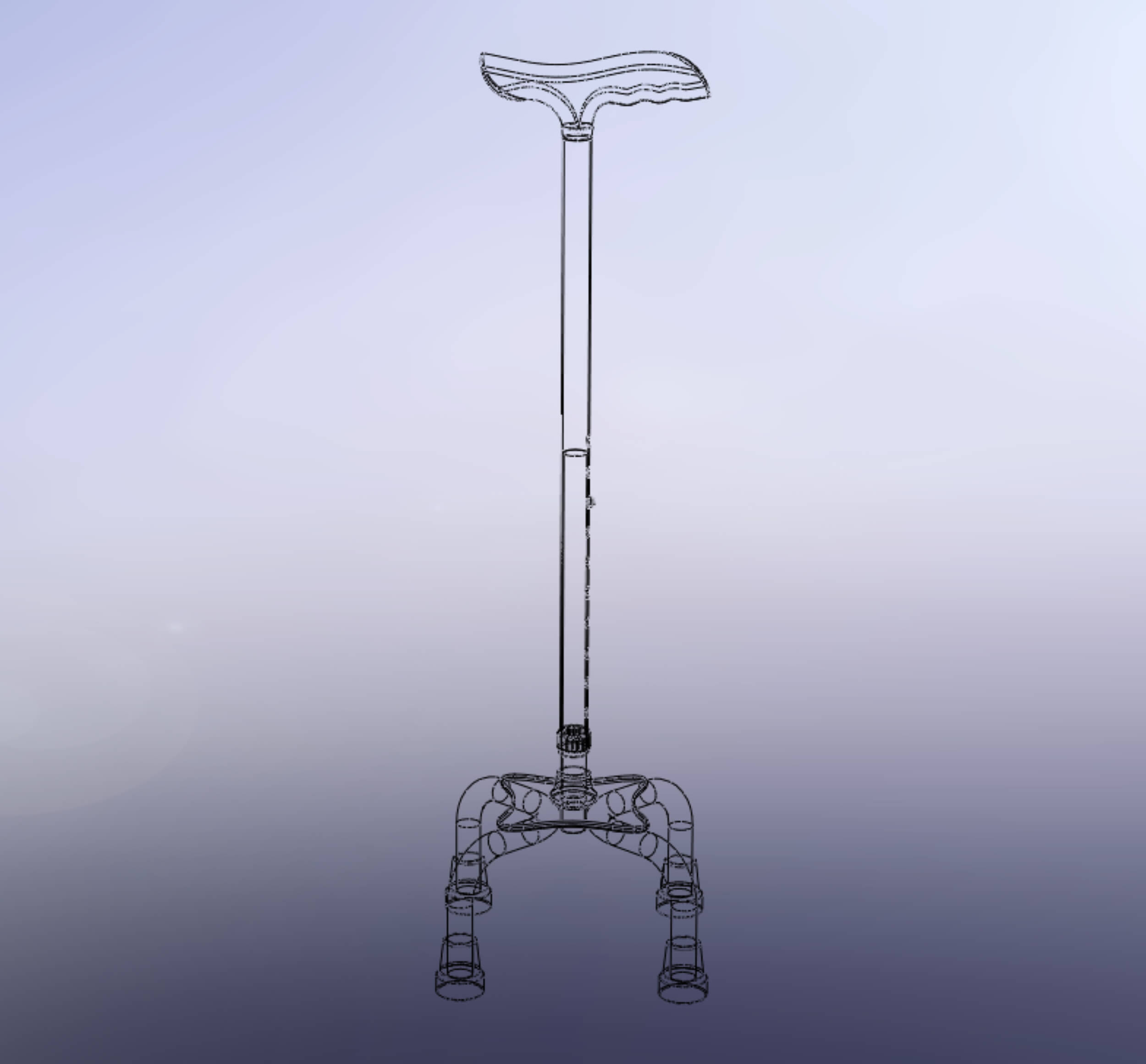 Quadripod Walking Aid Elderly Stick Cane Pole Quad Foot 4Leg - 3D Model ...