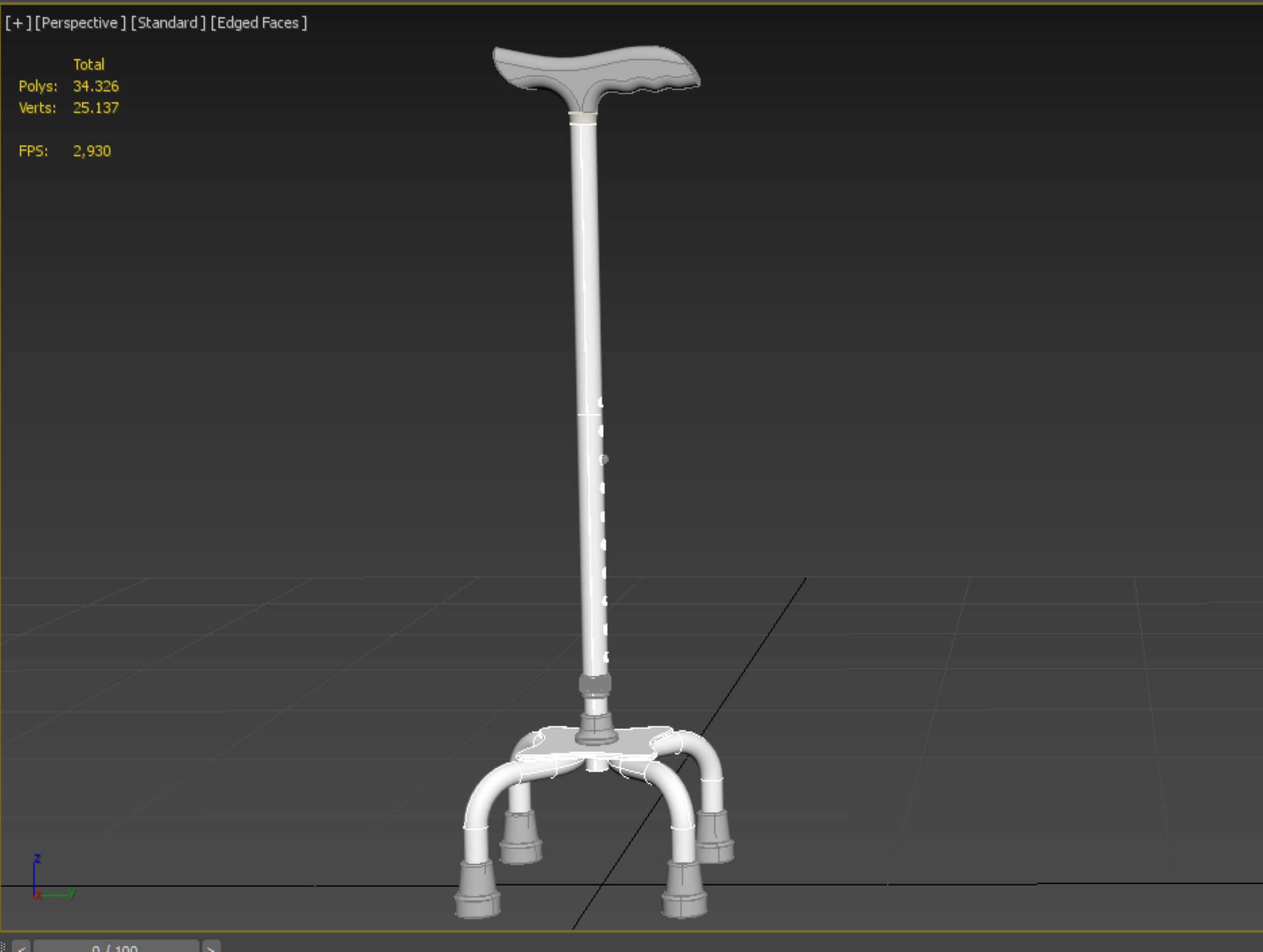 Quadripod Walking Aid Elderly Stick Cane Pole Quad Foot 4Leg - 3D Model ...