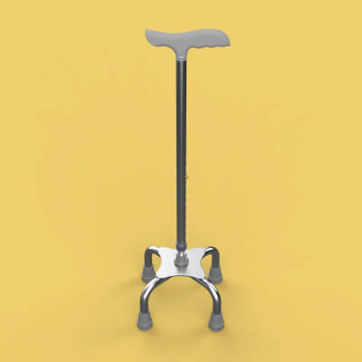 Quadripod Walking Aid Elderly Stick Cane Pole Quad Foot 4Leg - 3D Model ...