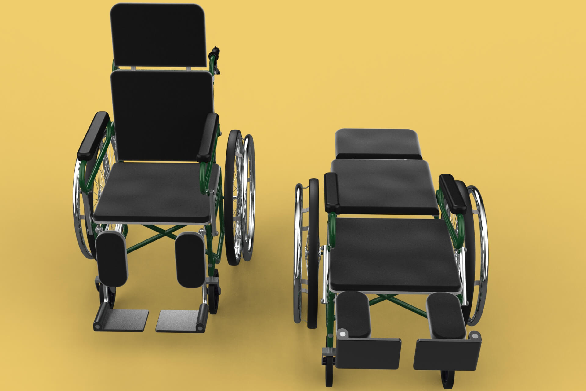 Reclining Recline Tilt Lying Manual Folding Wheelchair Flip - 3D Model ...