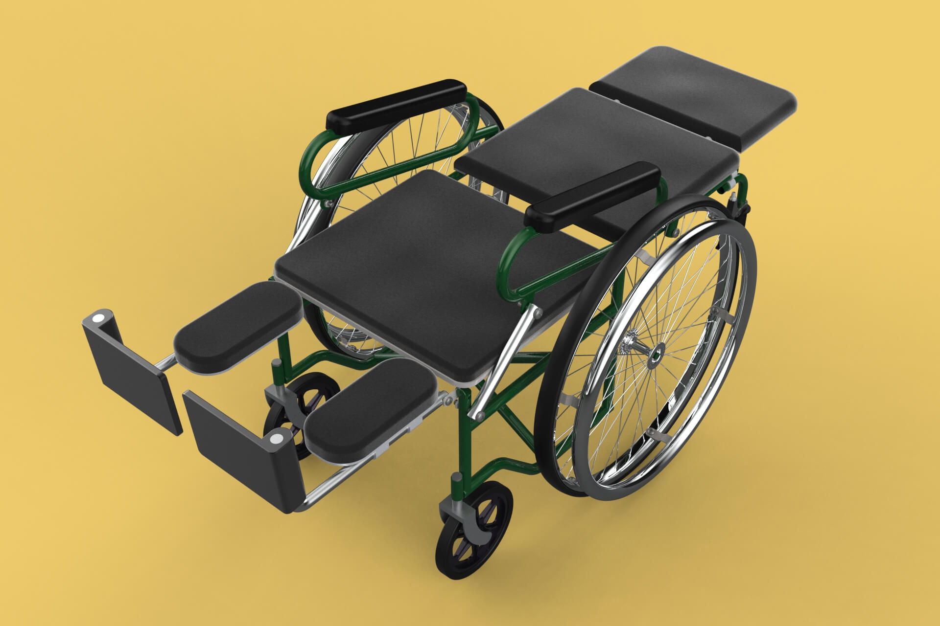 Reclining Recline Tilt Lying Manual Folding Wheelchair Flip - 3D Model ...