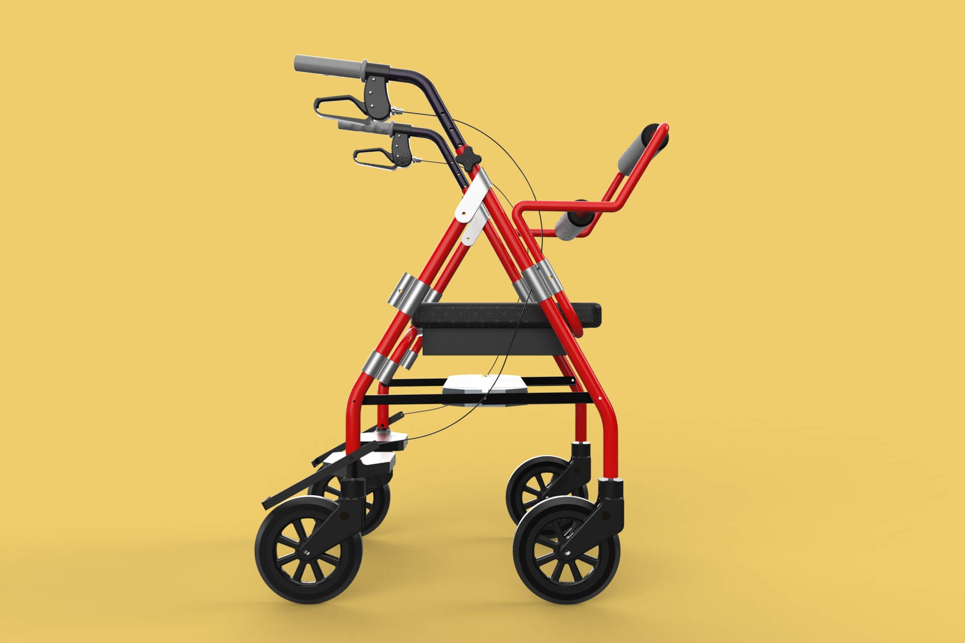 Rollator Rolling Wheeled Walker Foldable Walking Frame Seat - 3D Model ...