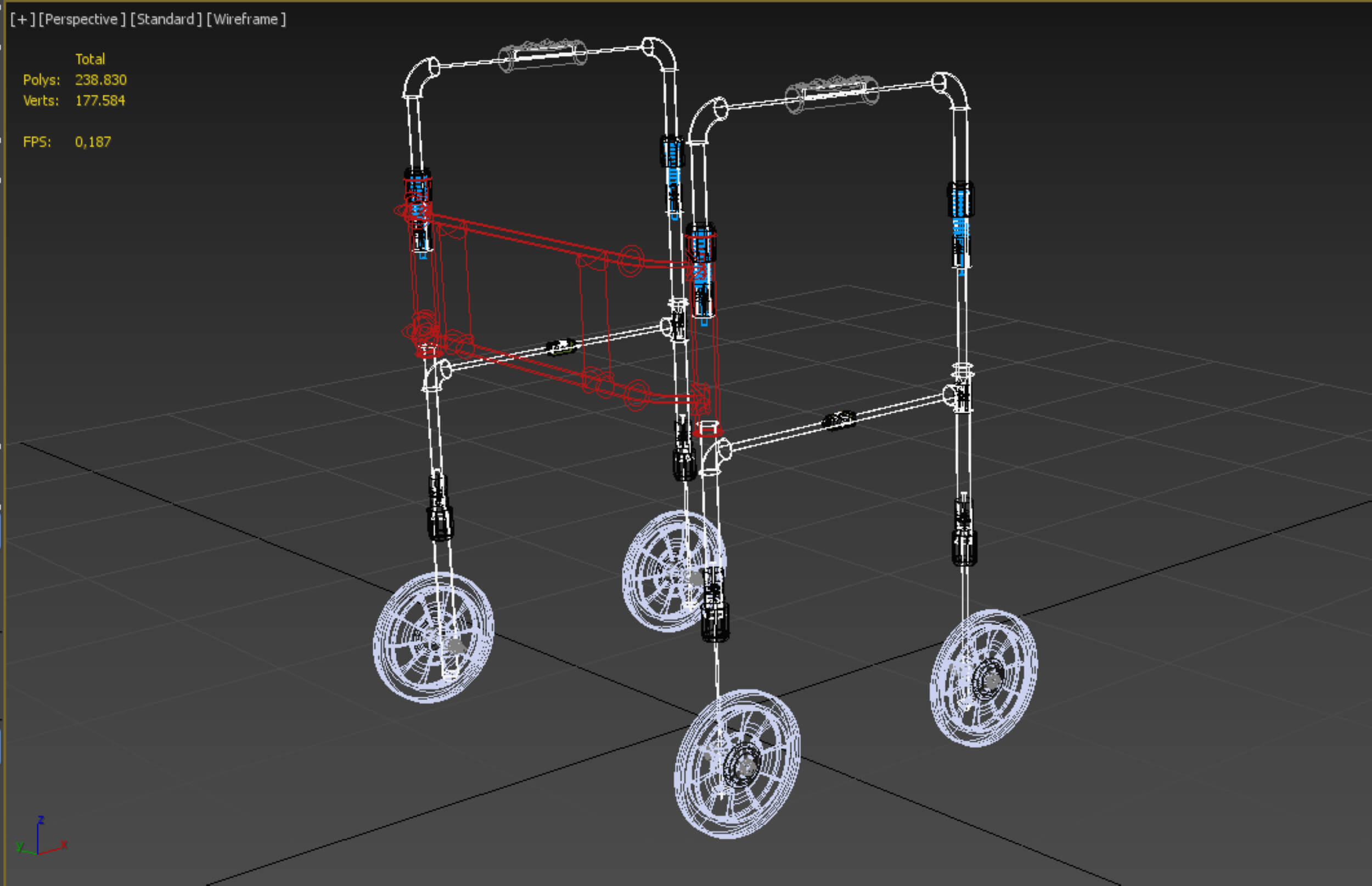 Rolling Wheeled Walker Zimmer Walking Frame Rollator Folding - 3D Model ...