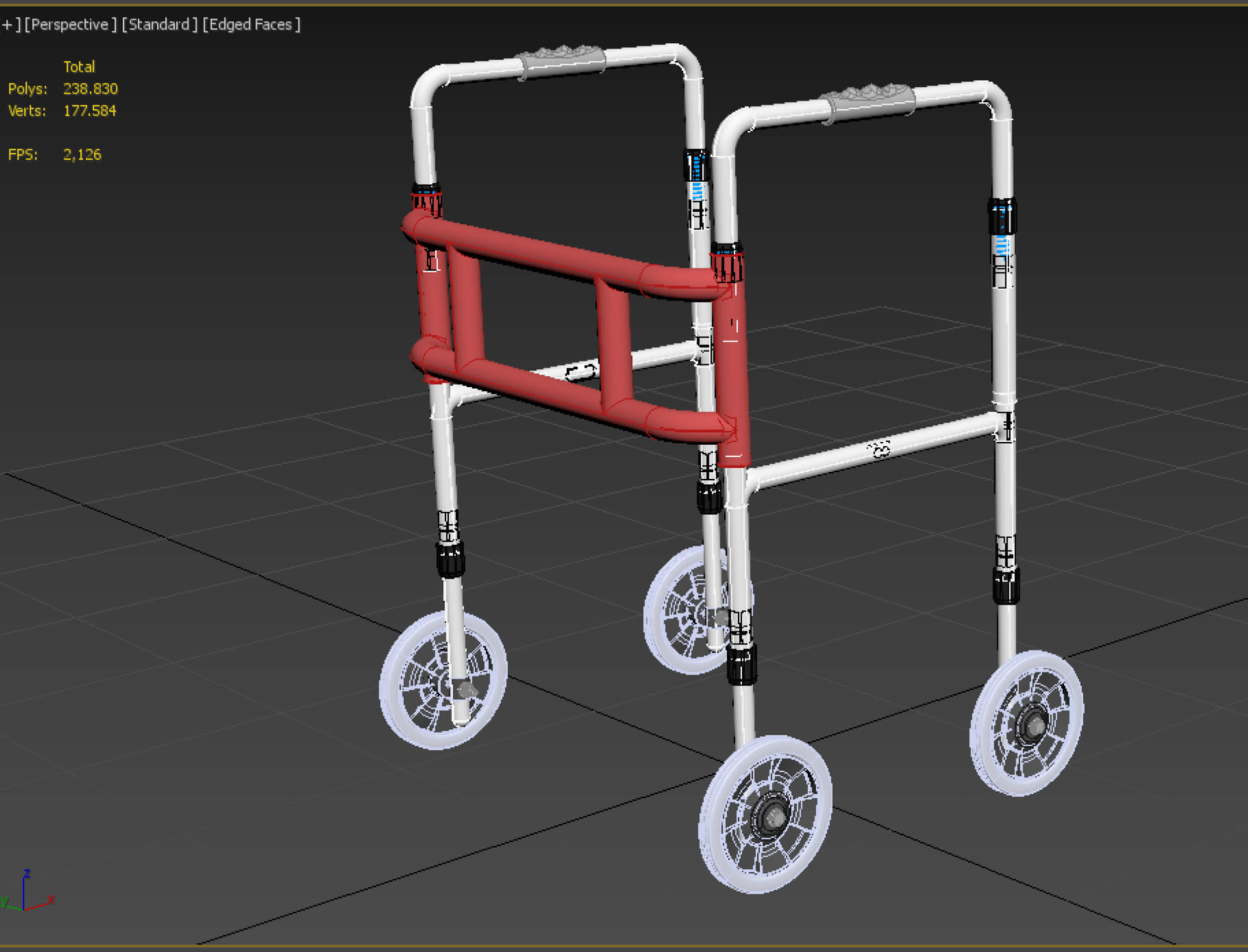 Rolling Wheeled Walker Zimmer Walking Frame Rollator Folding - 3D Model ...